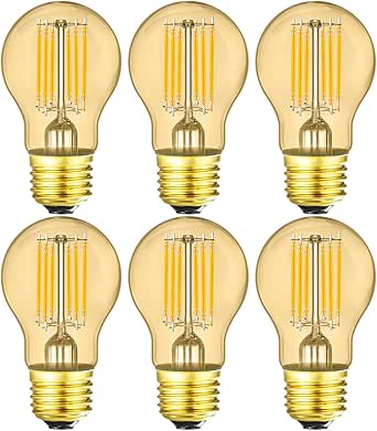 LEOOLS A15 LED Bulb 8W Equal E26 Bulb 75 Watt Dimmable E26 Edison Bulb Warm White 2700K Amber ...