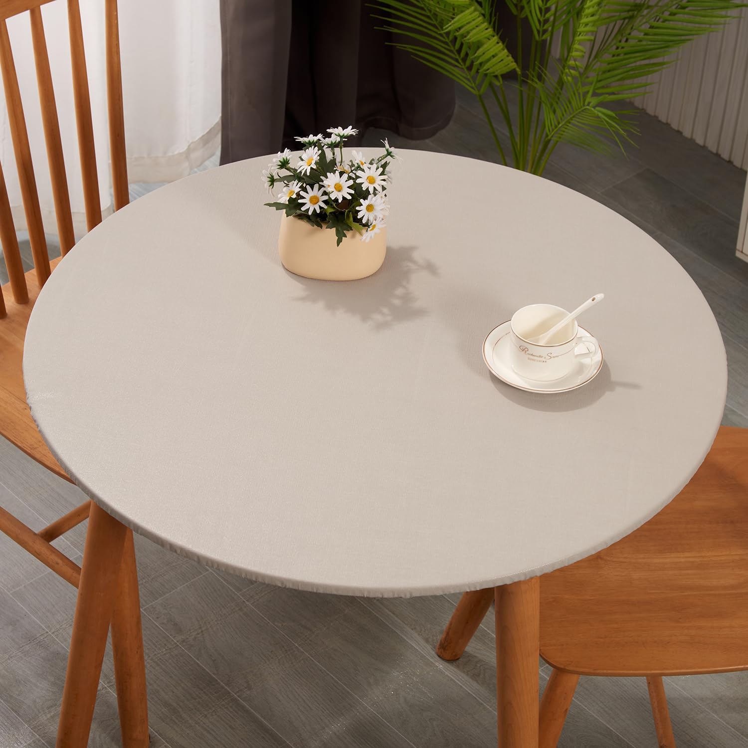 Amazon.com: Round Plastic Table Cloth, with Soft Flannel Backing, 100% ...