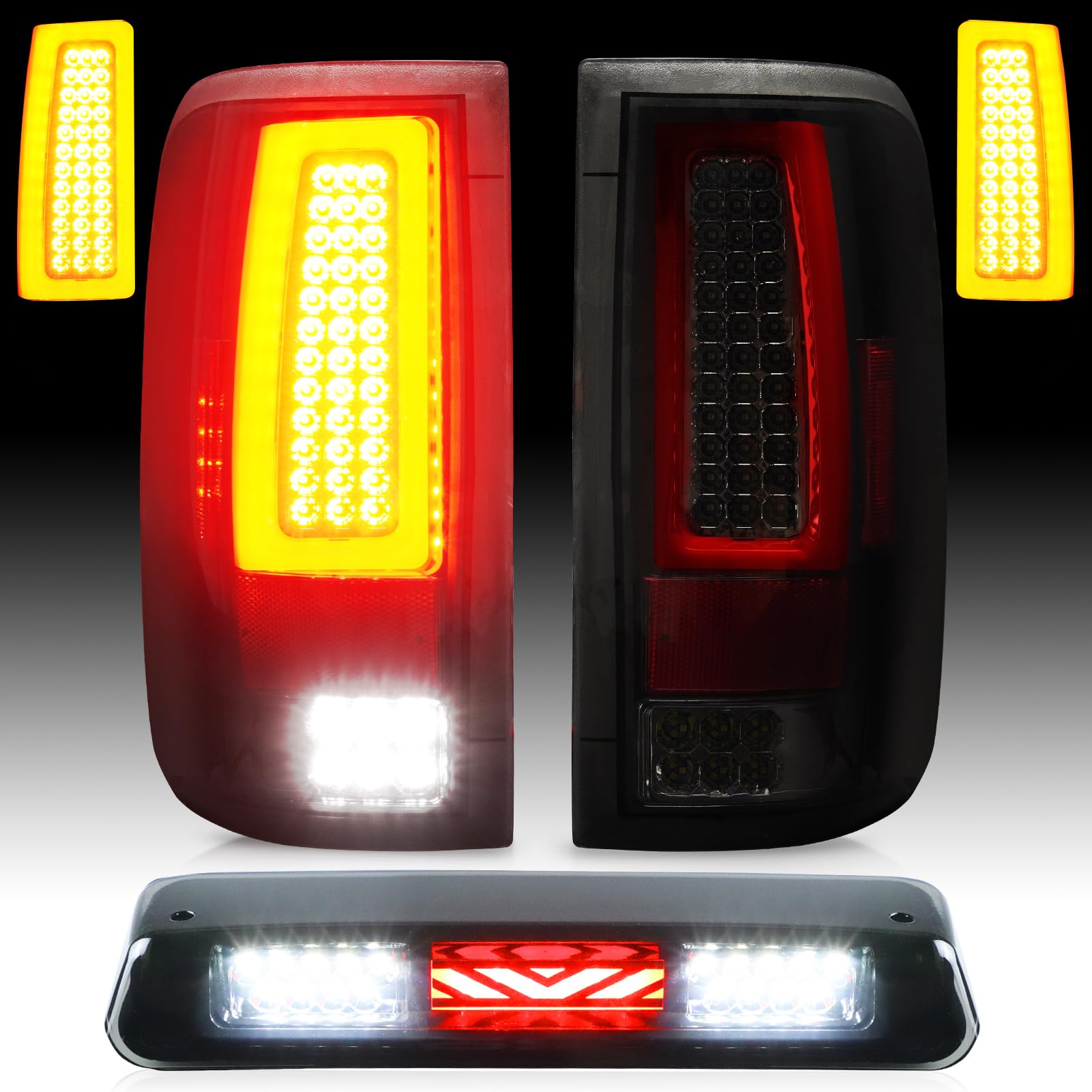 Snapklik.com : LED Tail Light Pair + 3rd Third Brake Cargo Lamp Fit For ...