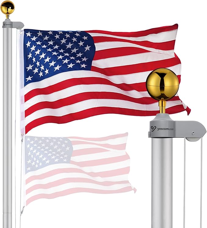 Amazon.com : Yescom Bravery 20ft Sectional Flag Pole Kit Aluminum ...