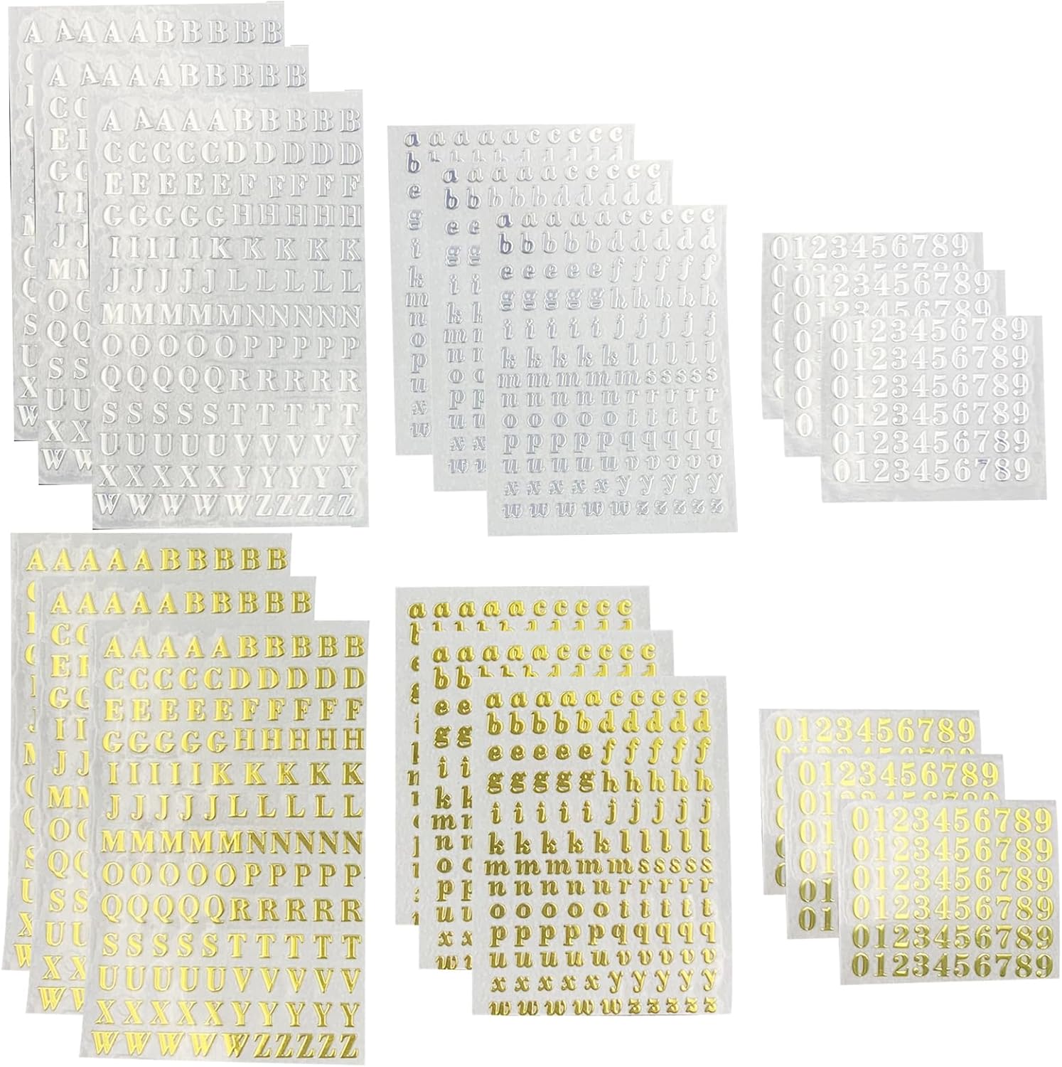 18 Sheets Gold/Silver Alphabet Numbers Stickers,Glitter Self-Adhesive ...