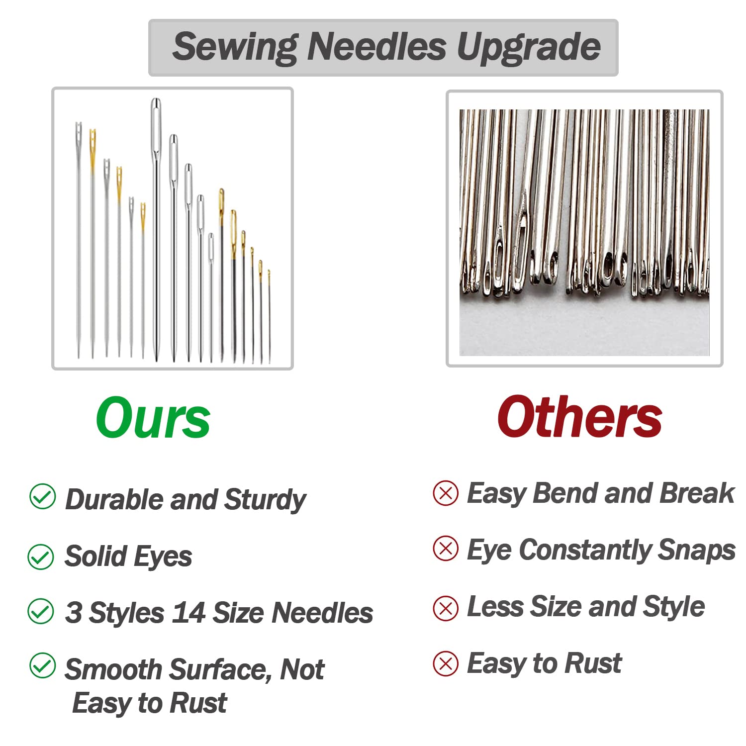 Hand Sewing Needles Size Chart 79 Pcs Sewing Needles, 3 Styles 14 Size