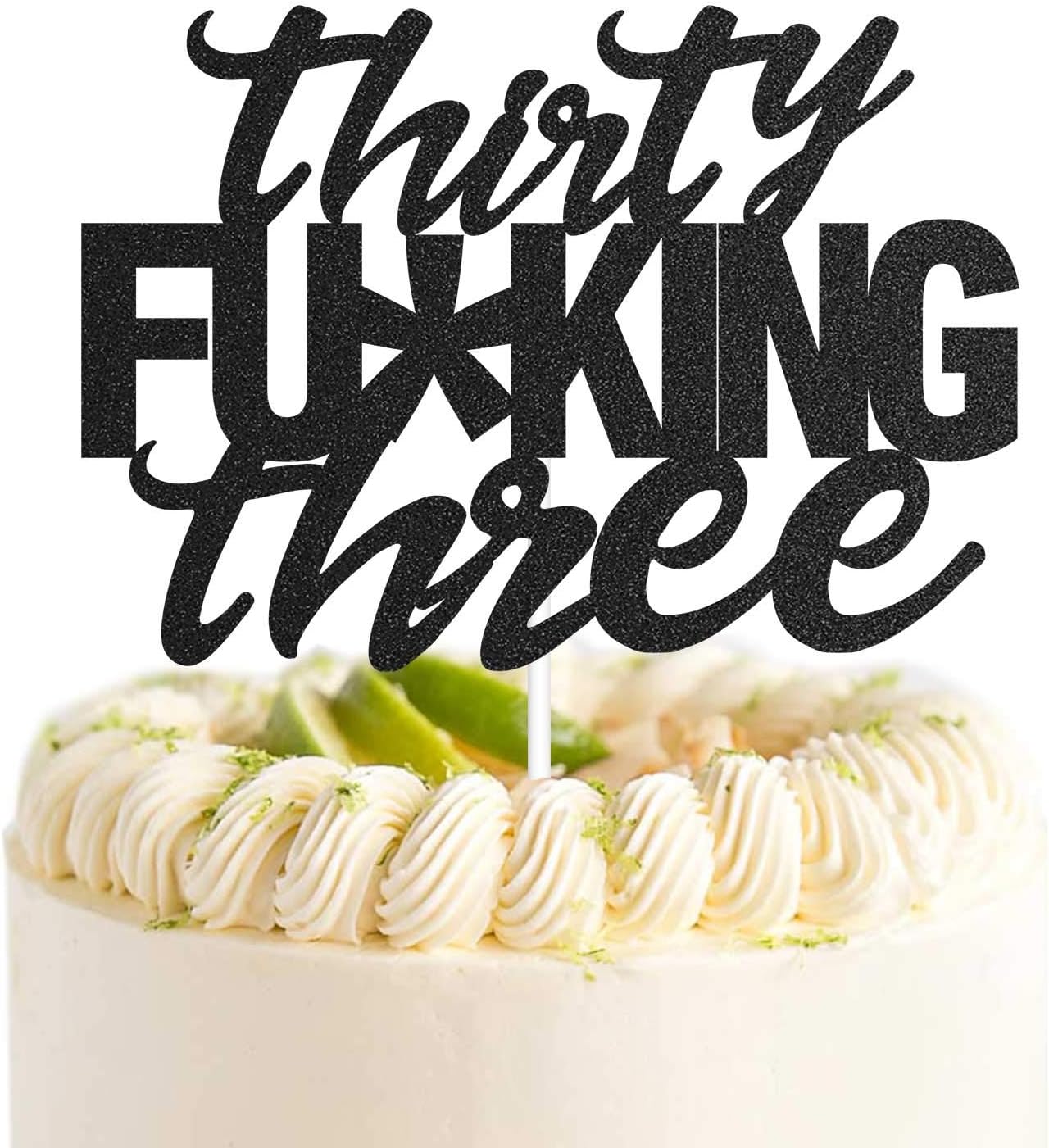 Amazon.com: Thirty Three Black Glitter Cake Toppers 33 Years Old 33rd ...