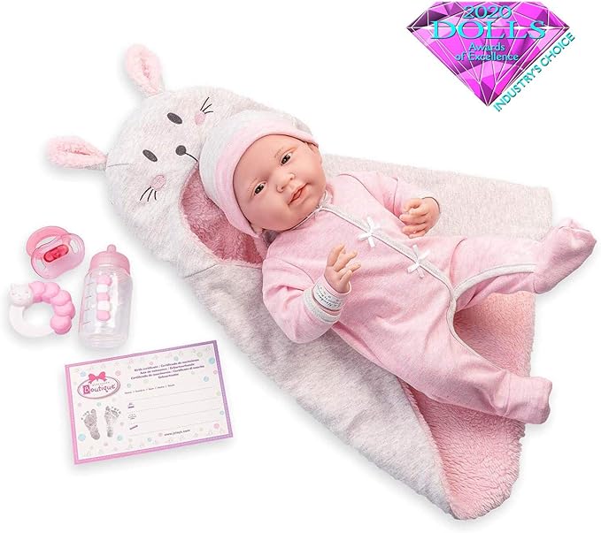 Amazon.com: JC Toys - La Newborn Nursery | 8 Piece Bunting Soft Body ...