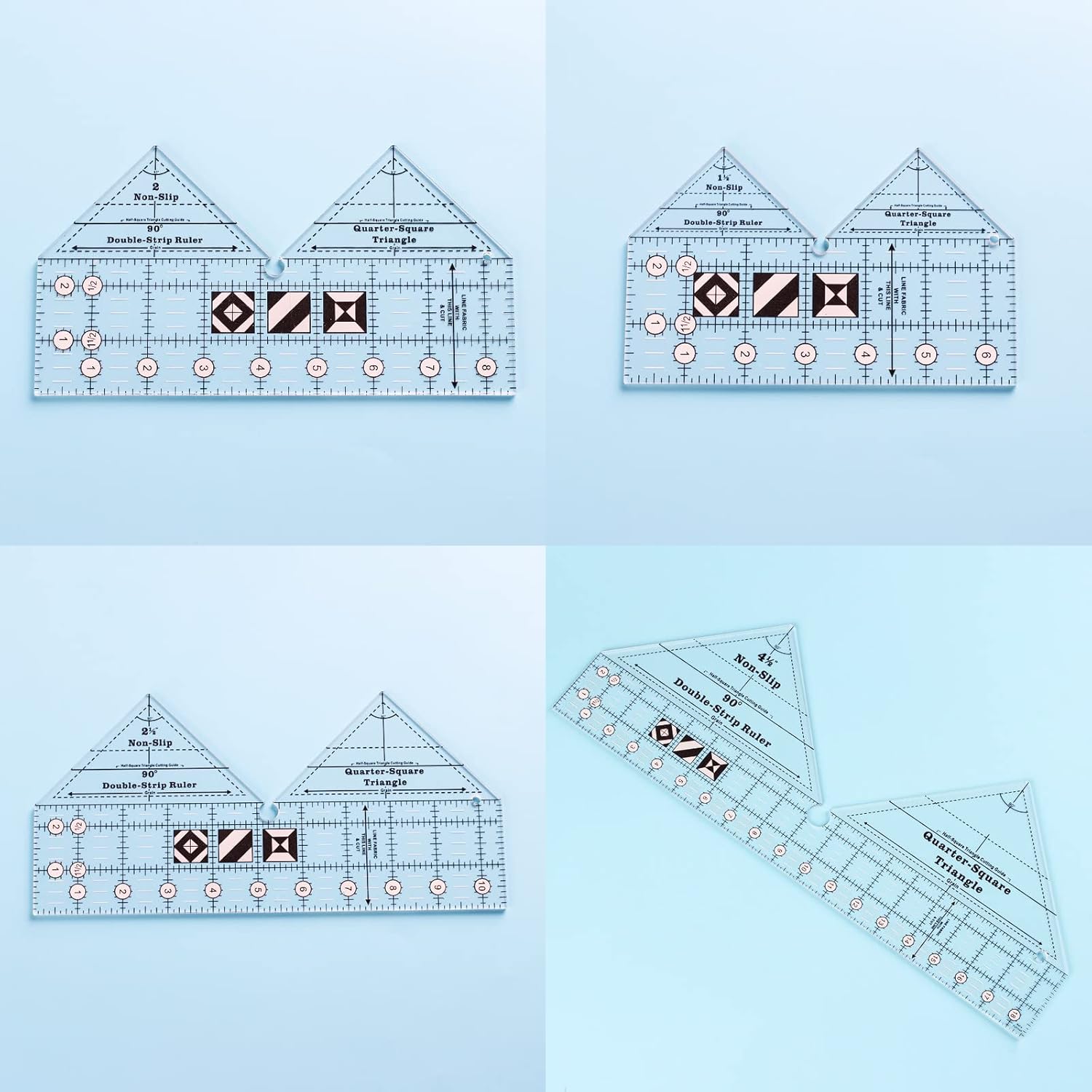 Amazon.com: 45/60/90 Degree Double-Strip Quilt Ruler,6/8/10/18 inch ...