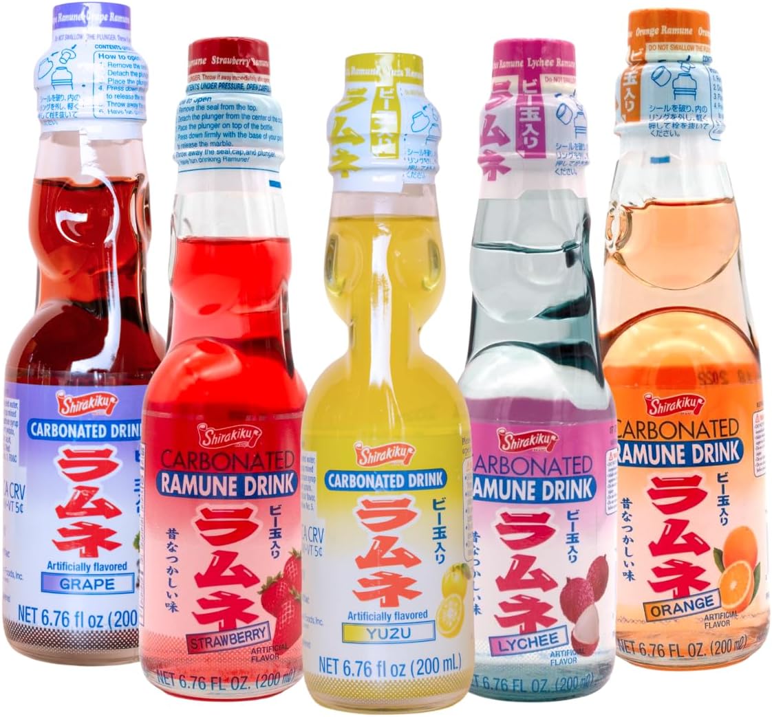 Amazon.com : Ramune (Japanese Soda) 6.76 oz Assorted Flavors 6pk : Soda ...
