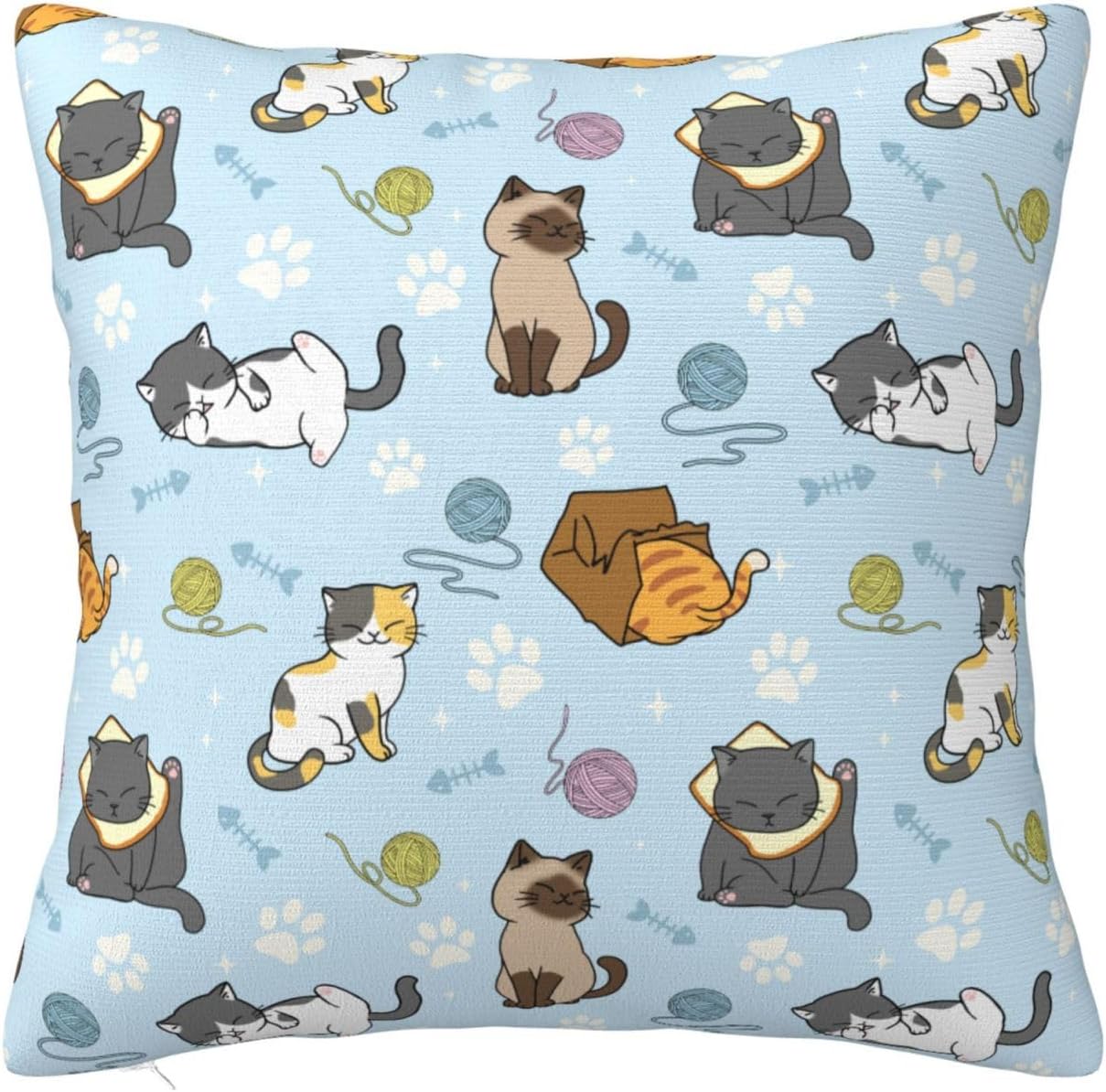 Amazon.com: Nmbvcxz Cute cat Pillow Cover 18x18 Inch - Soft Polyester ...