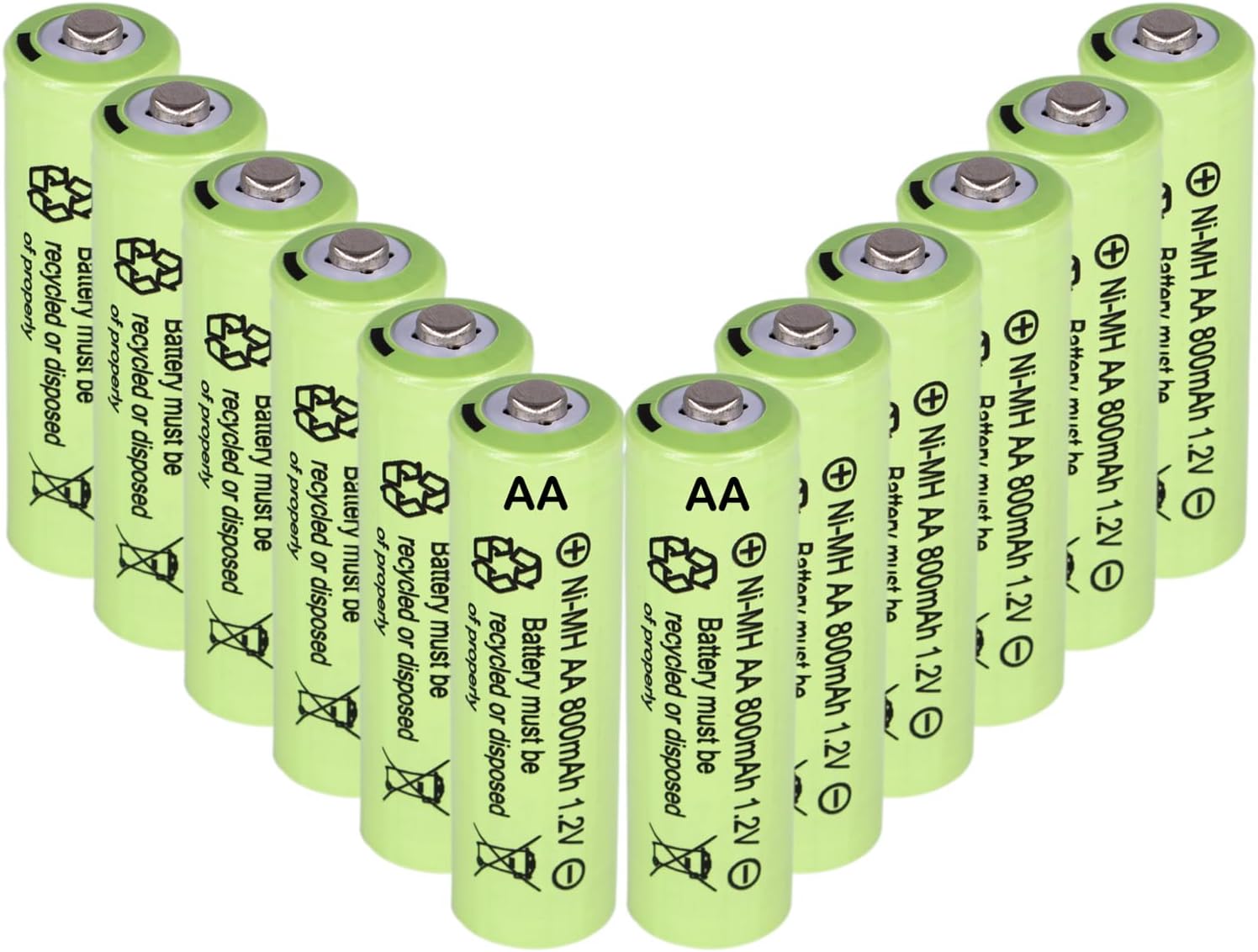 Amazon.com: 1.2v NI-MH AA 800mah Rechargeable Batteries, 12 Pack Double ...