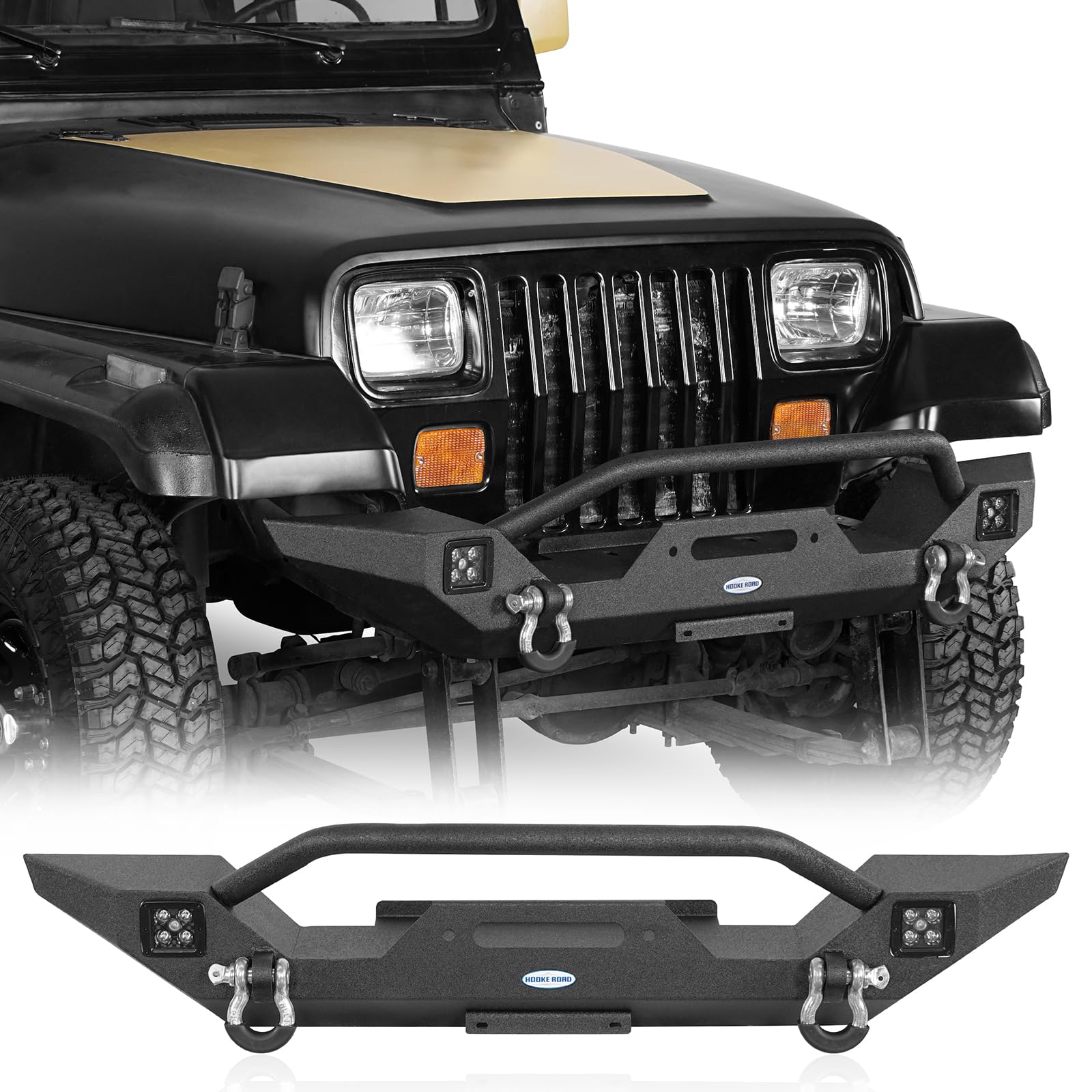 Amazon.com: Hooke Road 87-95 YJ Front Bumper for Jeep Wrangler YJ 1987 1988 1989 1990 1991 1992 ...