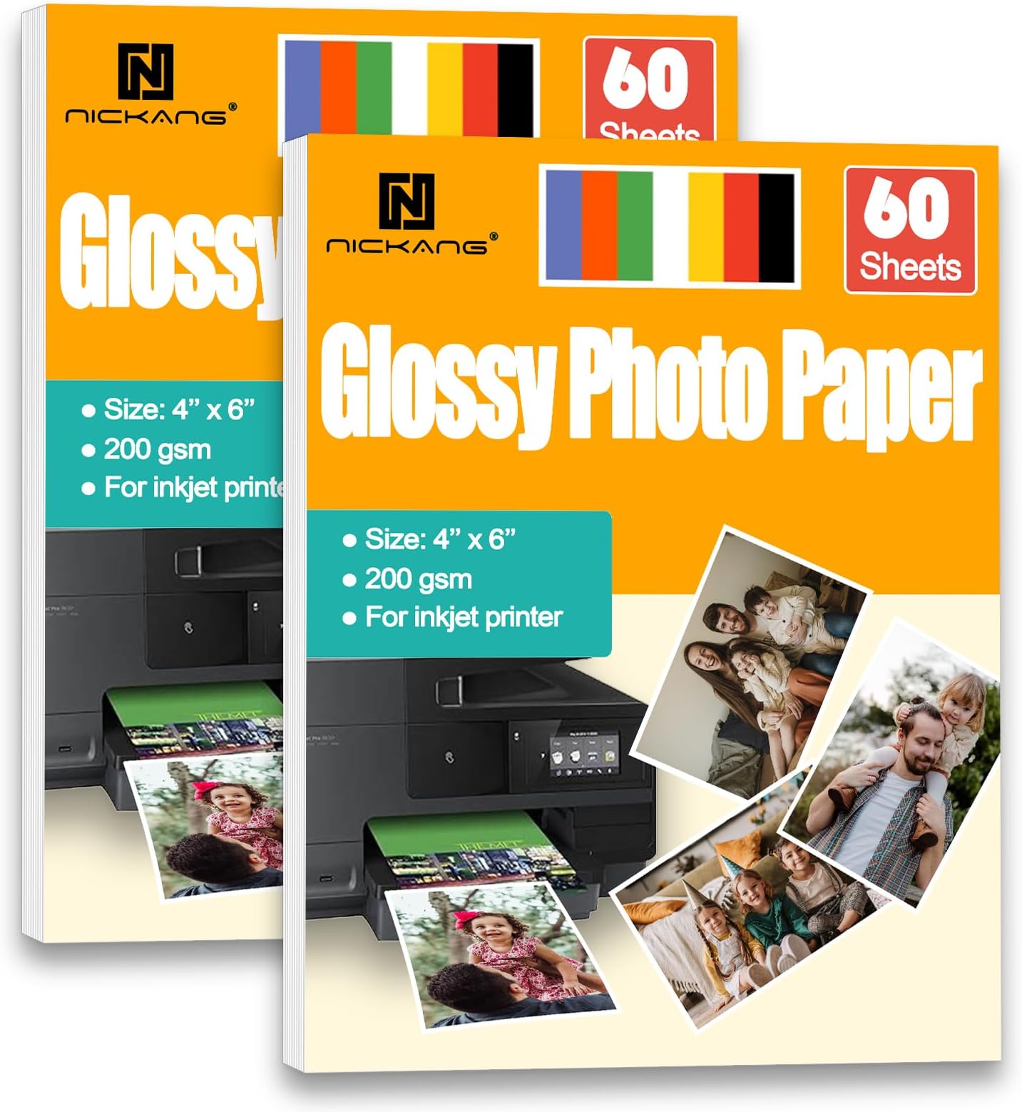 Amazon.com : NICKANG 4x6 Photo Paper, Glossy Photo Paper 4x6, 53 LB/200 ...