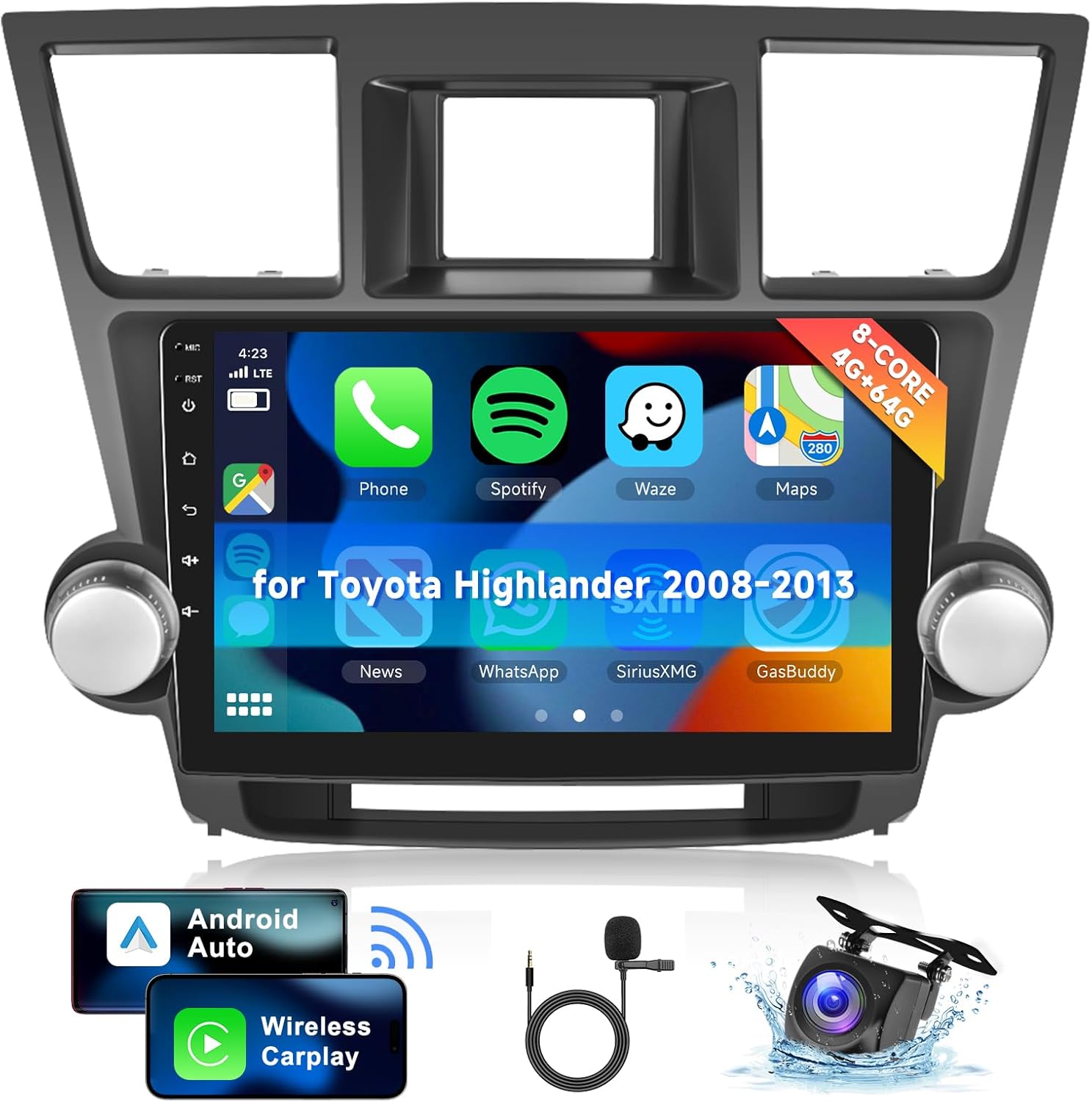 Amazon.com: [8 CORE 4G+64G] Car Radio for Toyota Highlander 2008-2013 ...