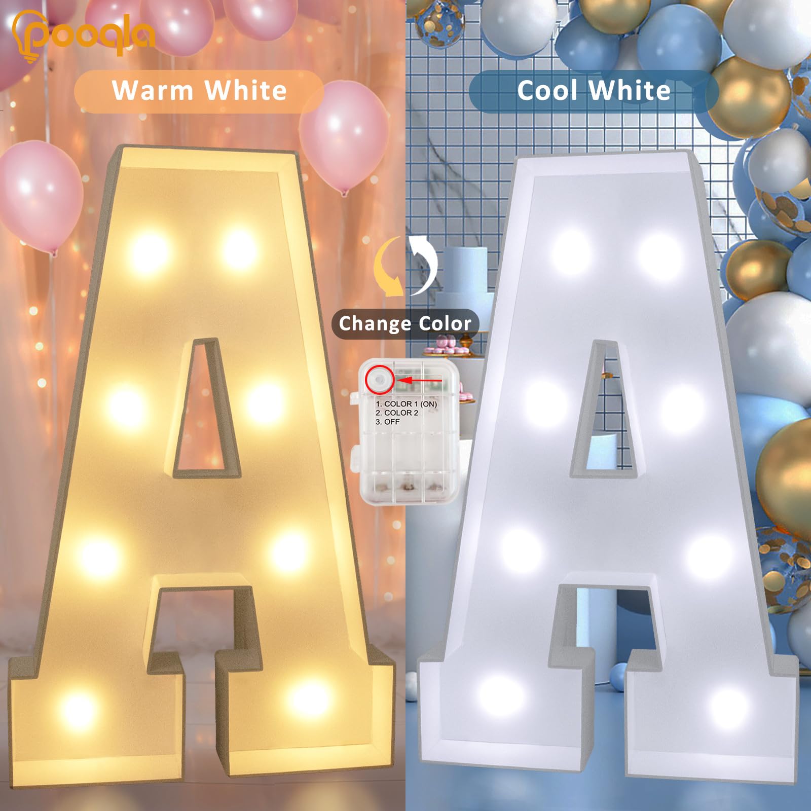Snapklik.com : 3FT Marquee Light Up Letters, Cool White And Warm White ...