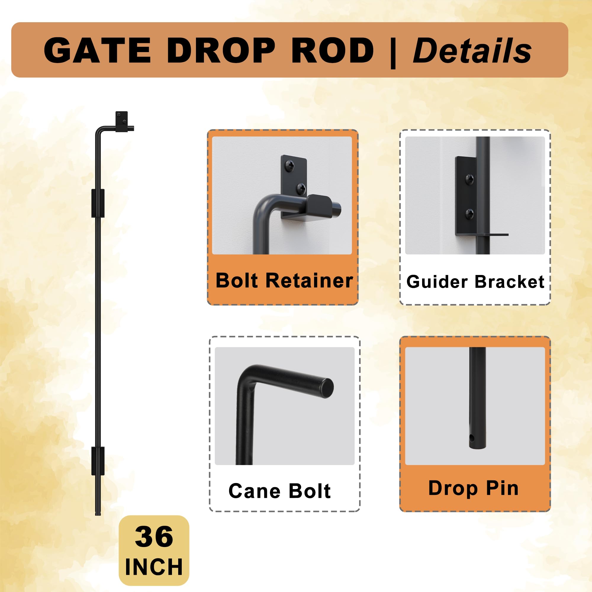 Snapklik.com : Auxdee 36 Inch Gate Drop Rod, Cane Bolt For Wooden ...