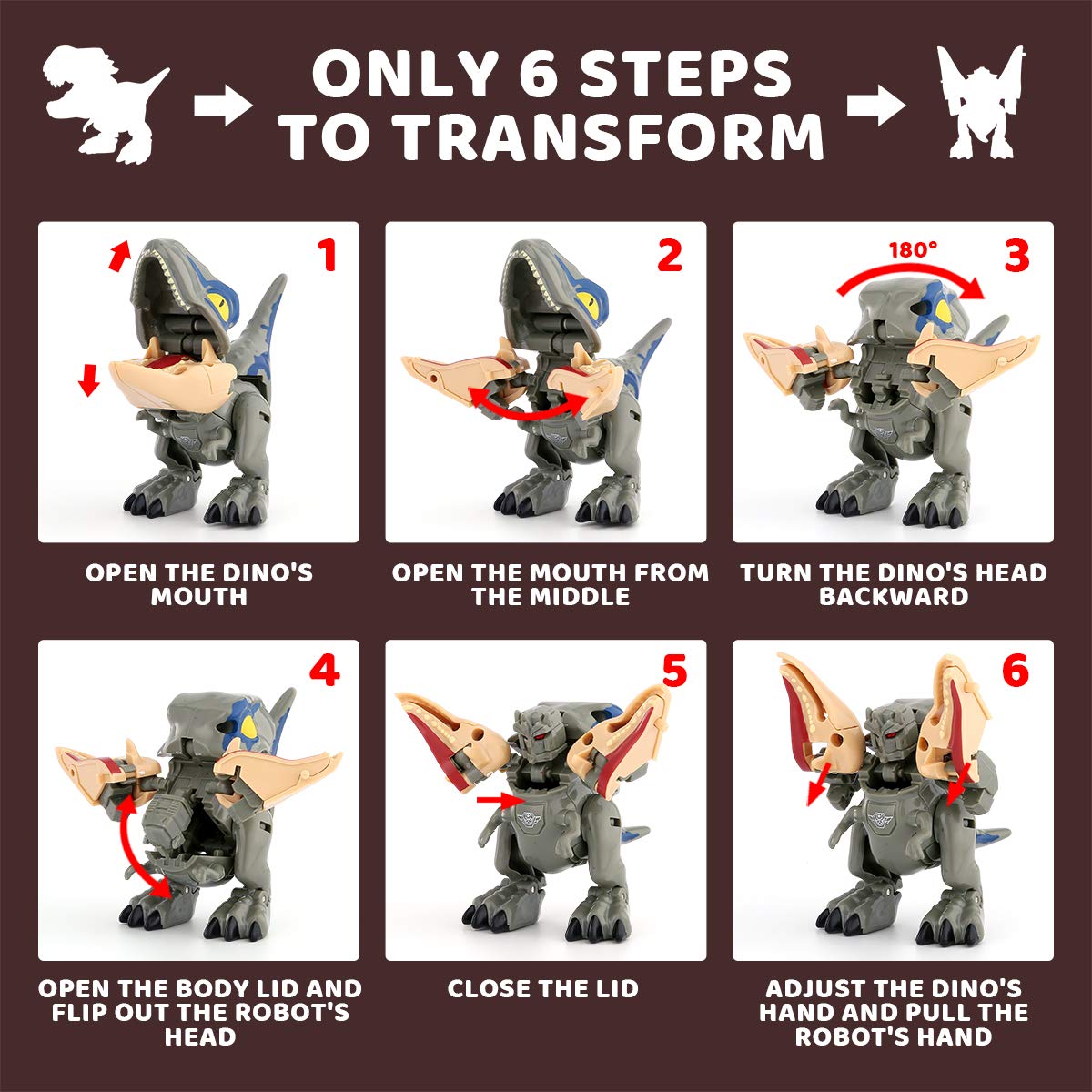 Buy Transform Robot Dinosaur Toys for Kids 3 4 5 6 7 Years，4Pcs ...