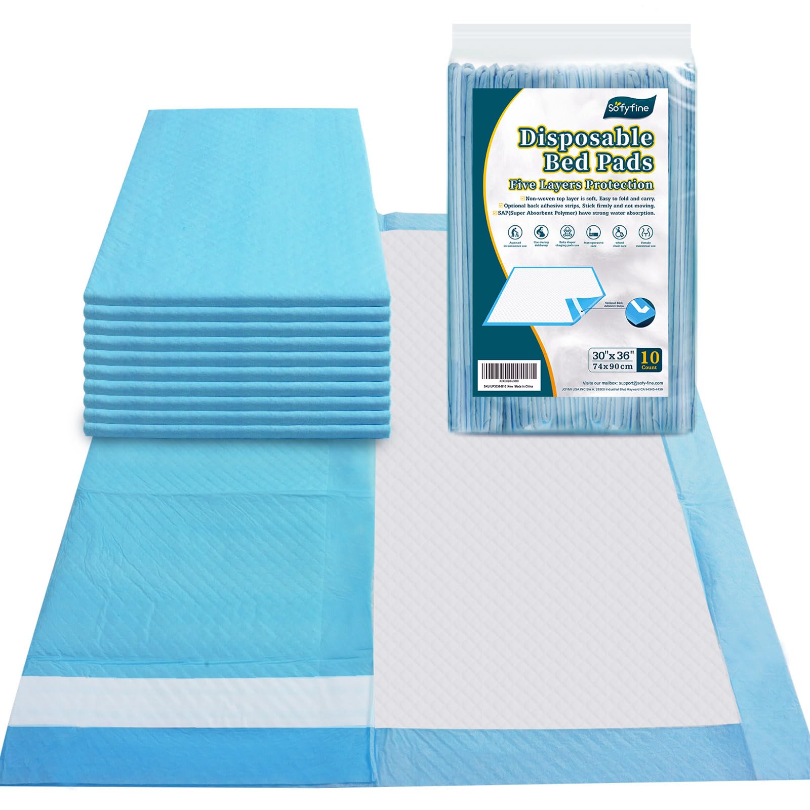 Amazon.com: SOFYFINE Bed Pads with Adhesive Strip 30"x36" Thicken ...