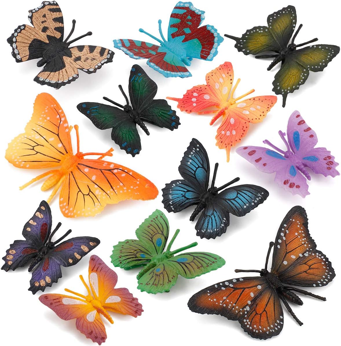 Amazon.com: Fantarea 12 PCS Butterfly Animal Model Figure Lifelike ...