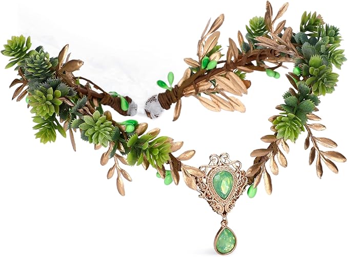 Amazon.com : MOSTORY Green Flower Woodland Crown - Handmade Fairy ...
