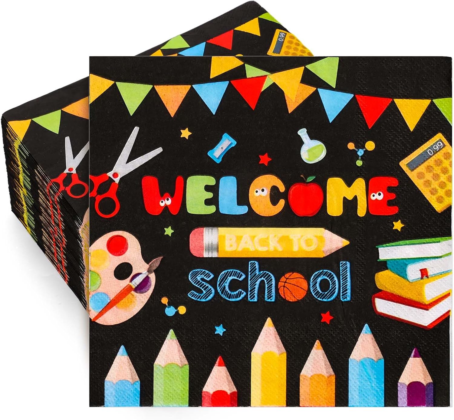 Amazon.com: JarThenaAMCS 80Pcs Welcome Back to School Paper Napkins ...