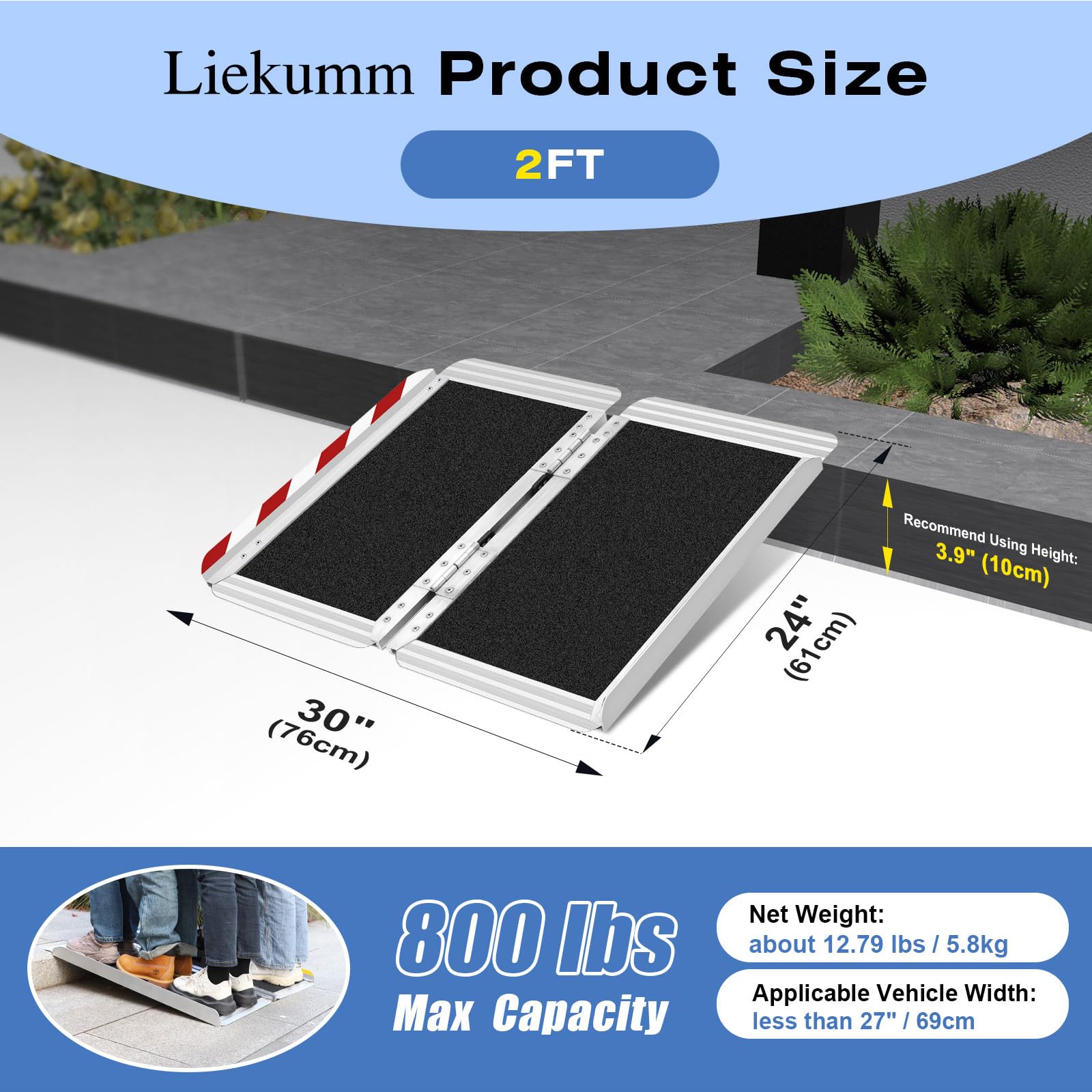 Snapklik.com : 2FT Portable Wheelchair Ramp, 30 Wide Non-Slip Aluminum ...