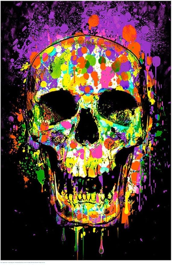 Amazon.com: Studio B Splatter Skull - Non-Flocked - Blacklight Reactive ...