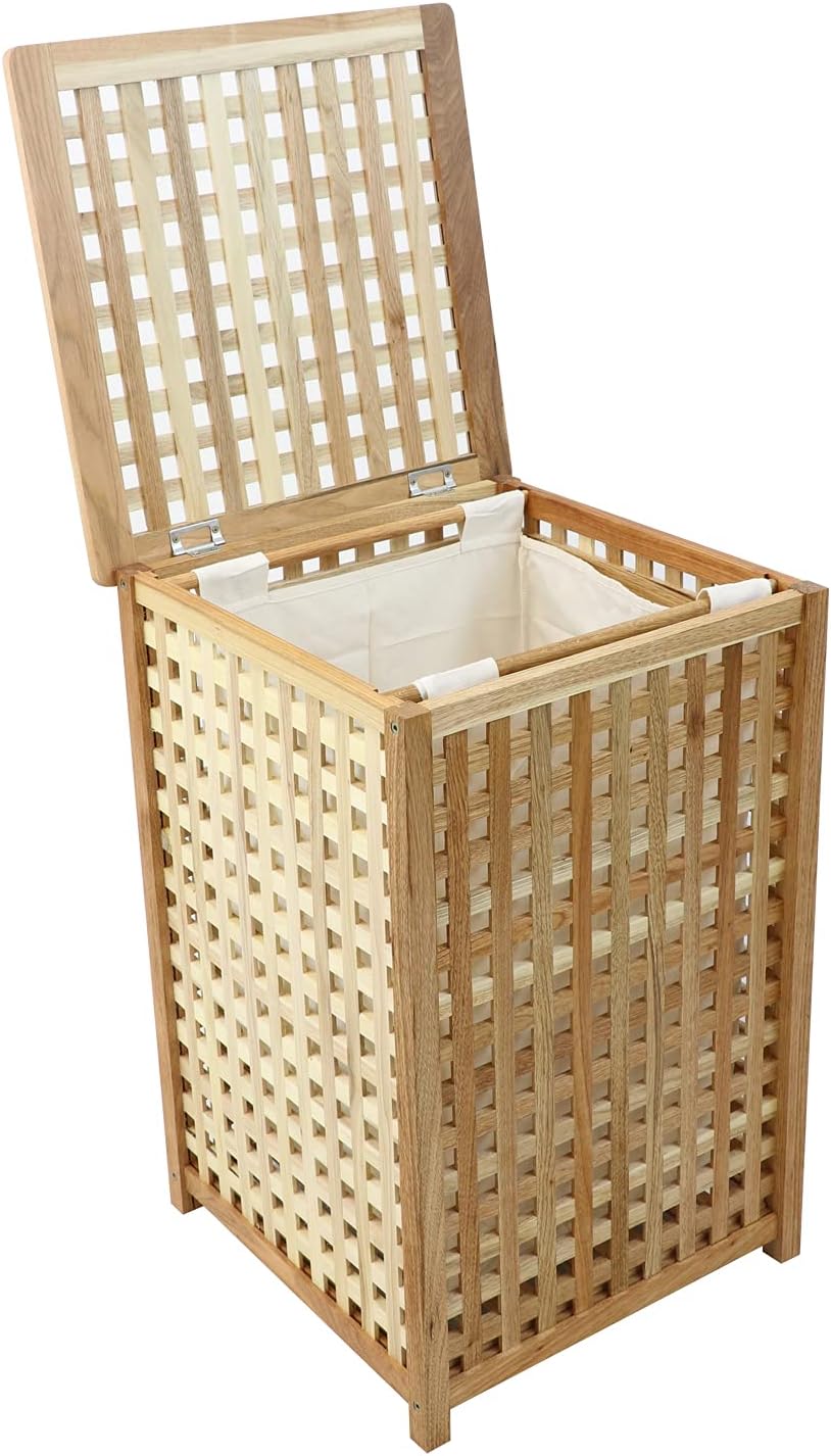 Wenko 18620100 Laundry Chest Norway with Laundry Bag, Wood Walnut Wood ...