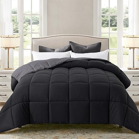 Amazon.com: Sleepdown King Comforter Set - All Season Reversible Black ...