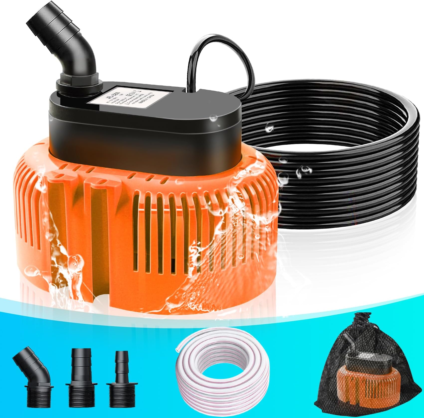 Sump Pump, 950GPH Ultra-quiet, Submersible Water Pump, Pool Cover Pump ...
