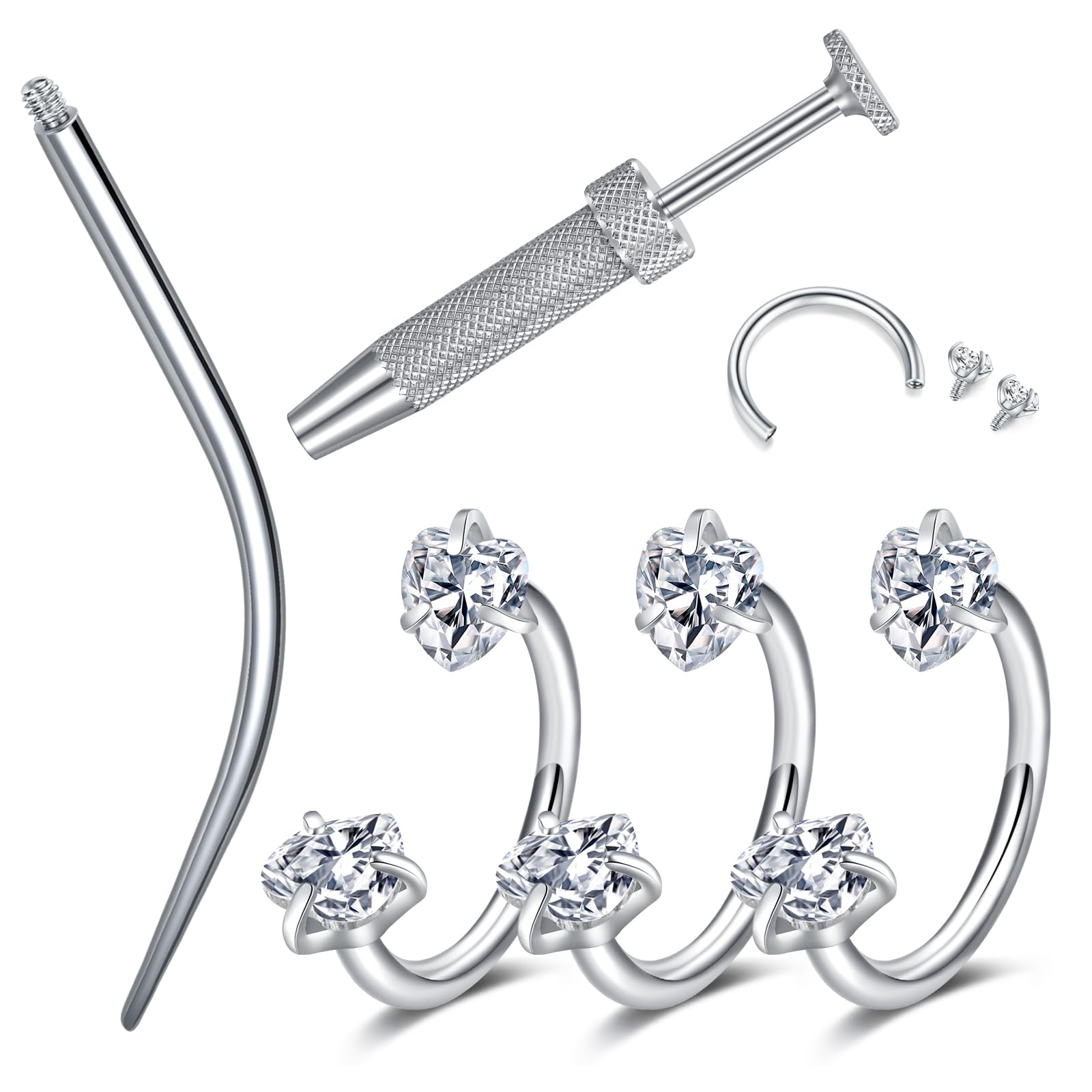 Snapklik.com : 18G Horseshoe Nose Rings,Surgical Steel Nose Ring Pink ...