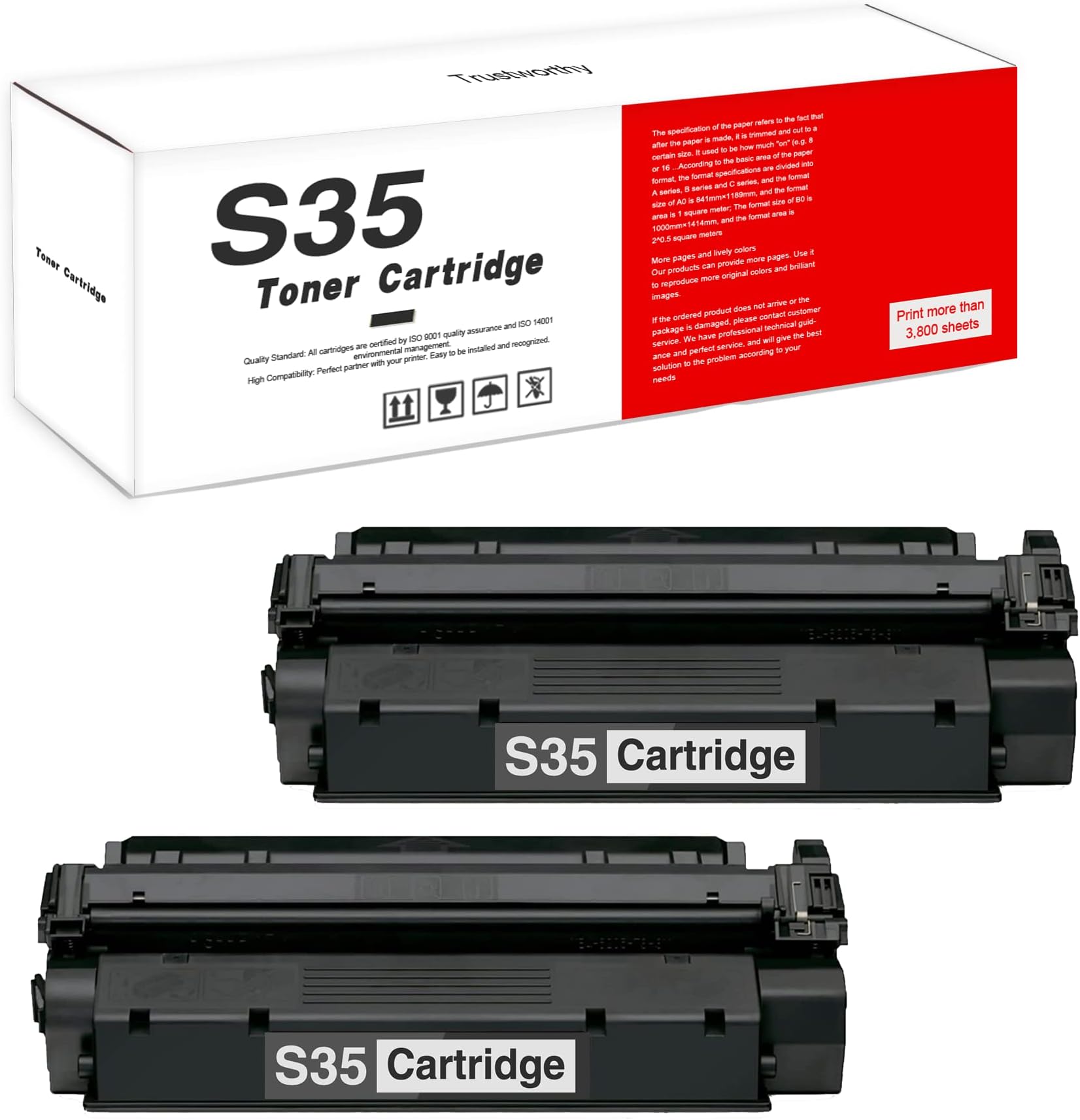 Amazon.com: (2 Black) Cartridge S35 Black Toner Cartridge Replacement ...