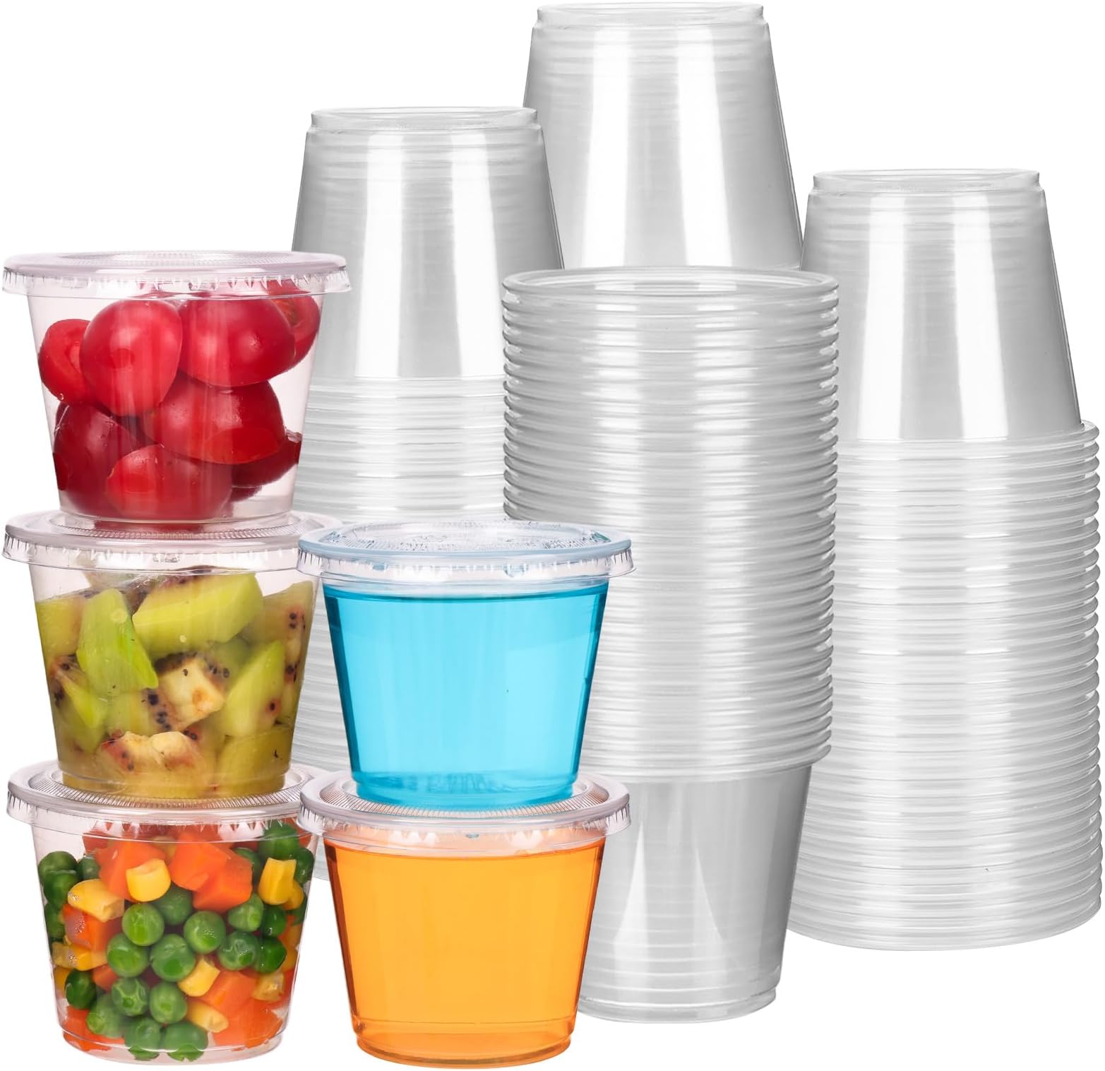 Amazon.com: Moretoes 130pcs 5.5oz Clear Plastic Cups with Lids ...