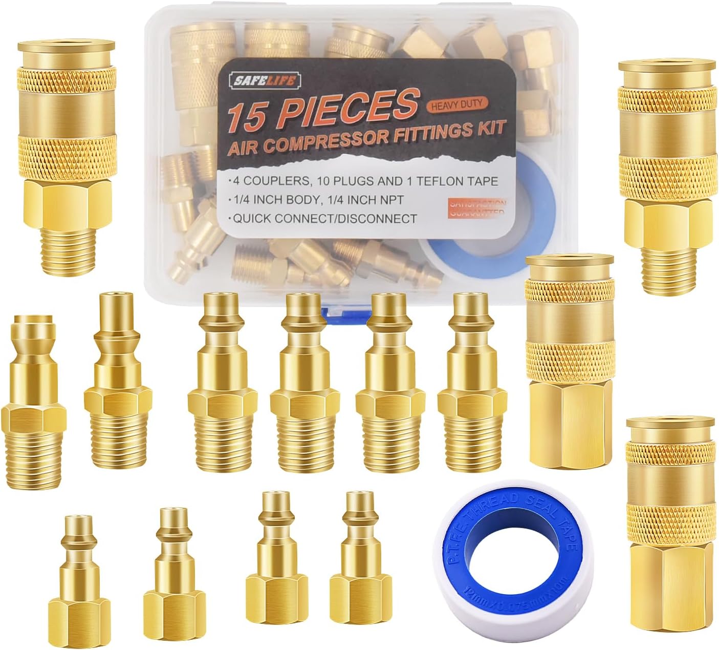 SAFELIFE Universal Air Coupler and Industrial Air Plug Kit, 1/4 Inch ...