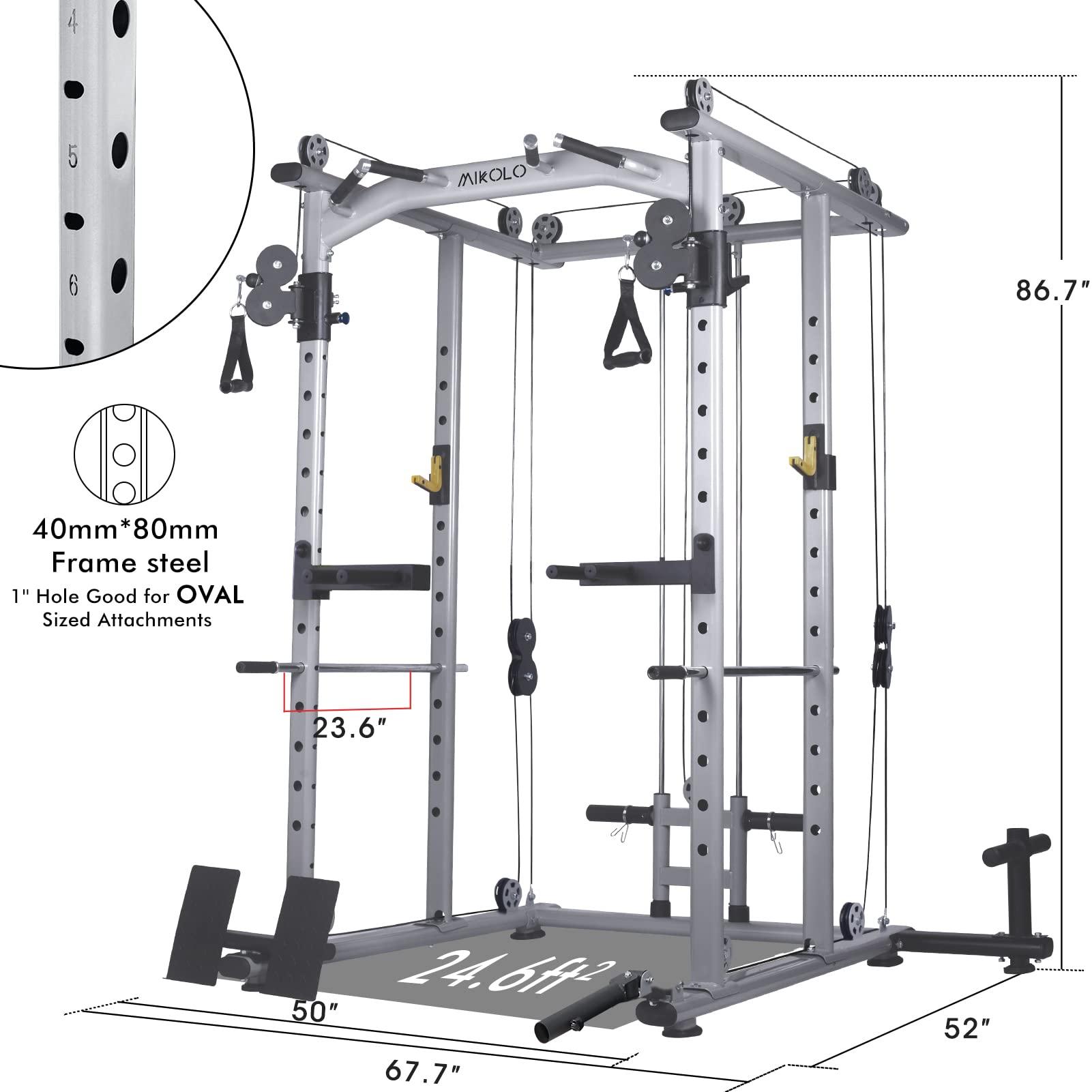 Buy Multi-Function Power Cage, 1400 lbs Commercial Weight Cage with ...