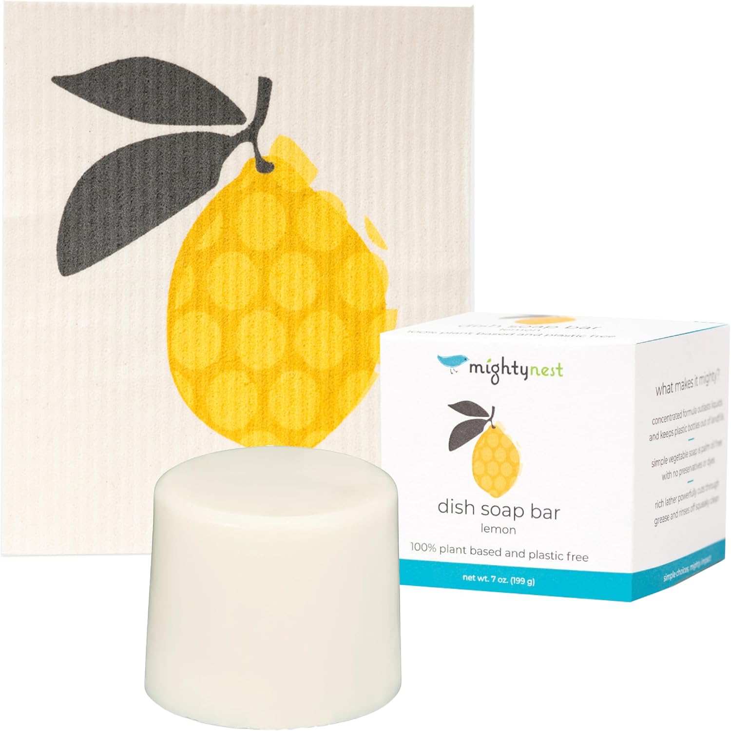 Amazon.com: MightyNest Lemon Scented Dish Washing Bar Soap & Reusable ...