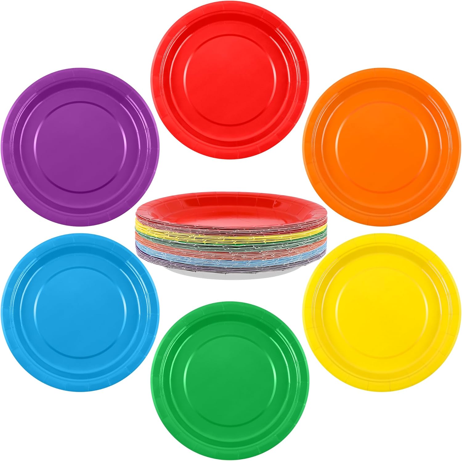 Amazon.com: Breroa 72 Pieces 9 Inch Colored Paper Plates Disposable ...