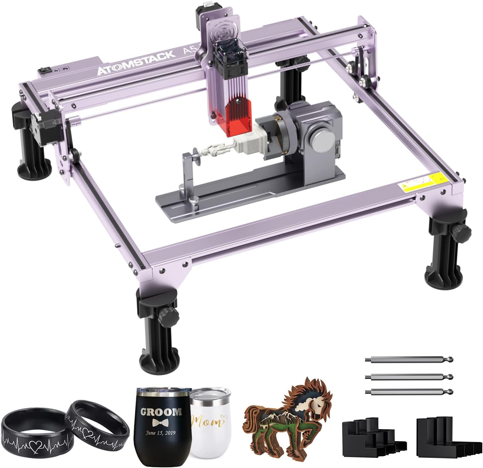 ATOMSTACK A5 Pro 40W Laser Engraving Machine with R1 Rotary Roller, 5W ...