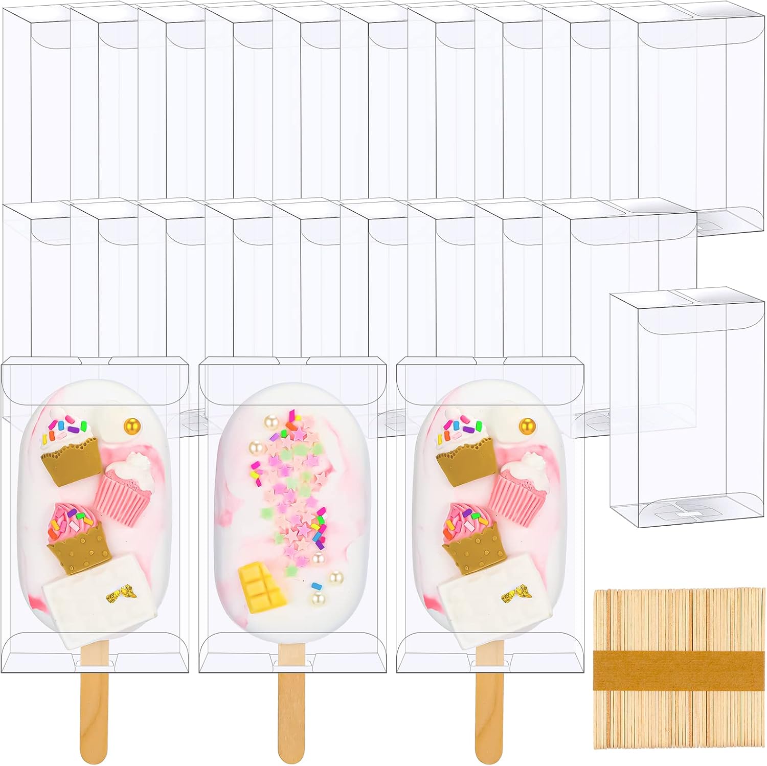 Amazon.com: 400 Pcs Ice Cream Cakesicle Boxes Set Include PET Ice Cream ...