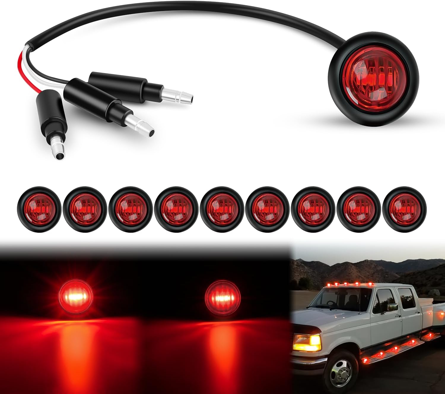 Amazon.com: Nilight 3/4Inch Round Marker Light 10PCS Red LED Brake Stop ...