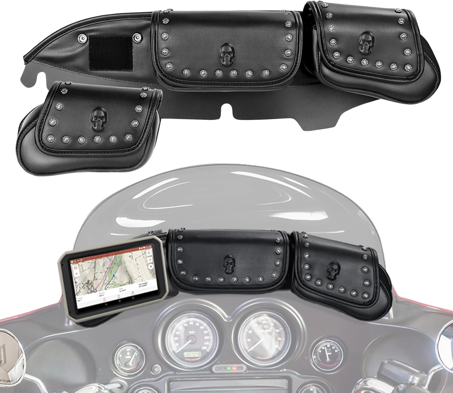 Amazon.com: Quixofiber Motorcycle Windshield Bag 3 Pouch Three Pocket ...