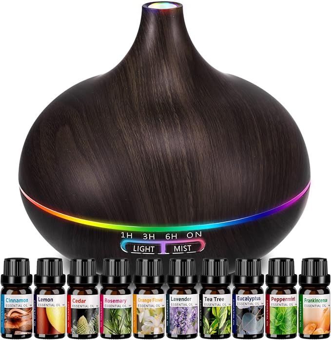 Amazon.com: Aromatherapy Essential Oil Diffuser Set - 550ML Ultrasonic ...