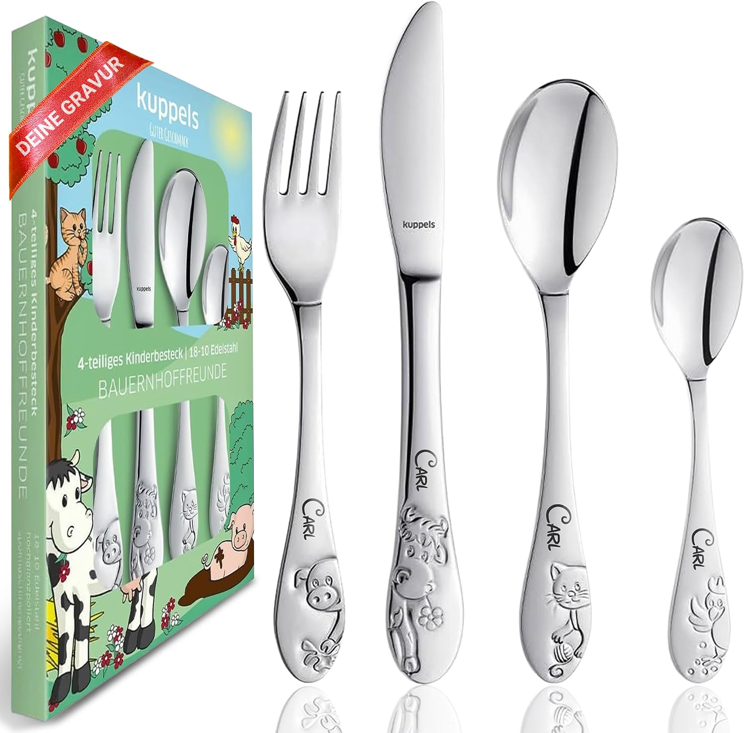 GiveSmiles Children's Cutlery with Name Engraving - Personalised ...