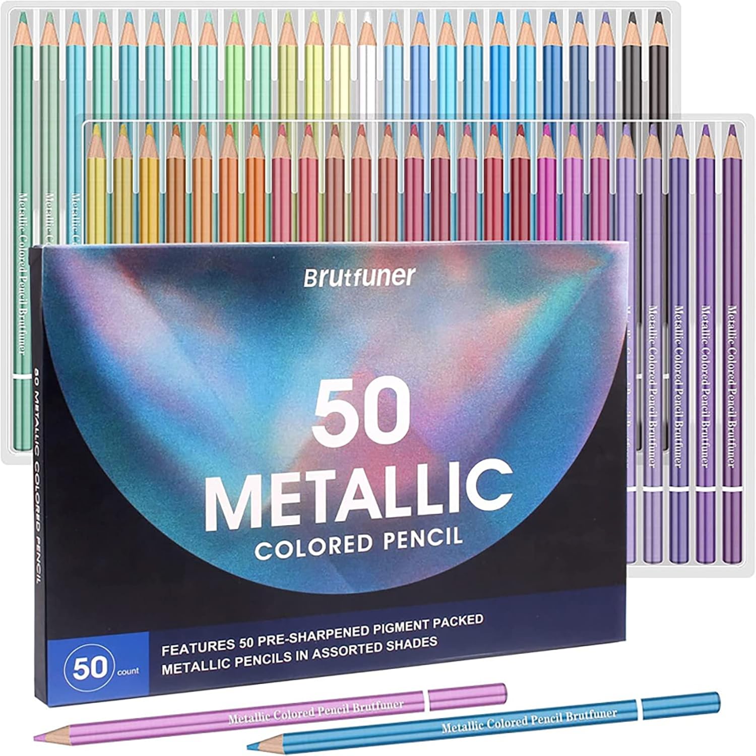 50 Crayons de Couleur Métalliques,D'artiste Crayons Pastel Pour ...