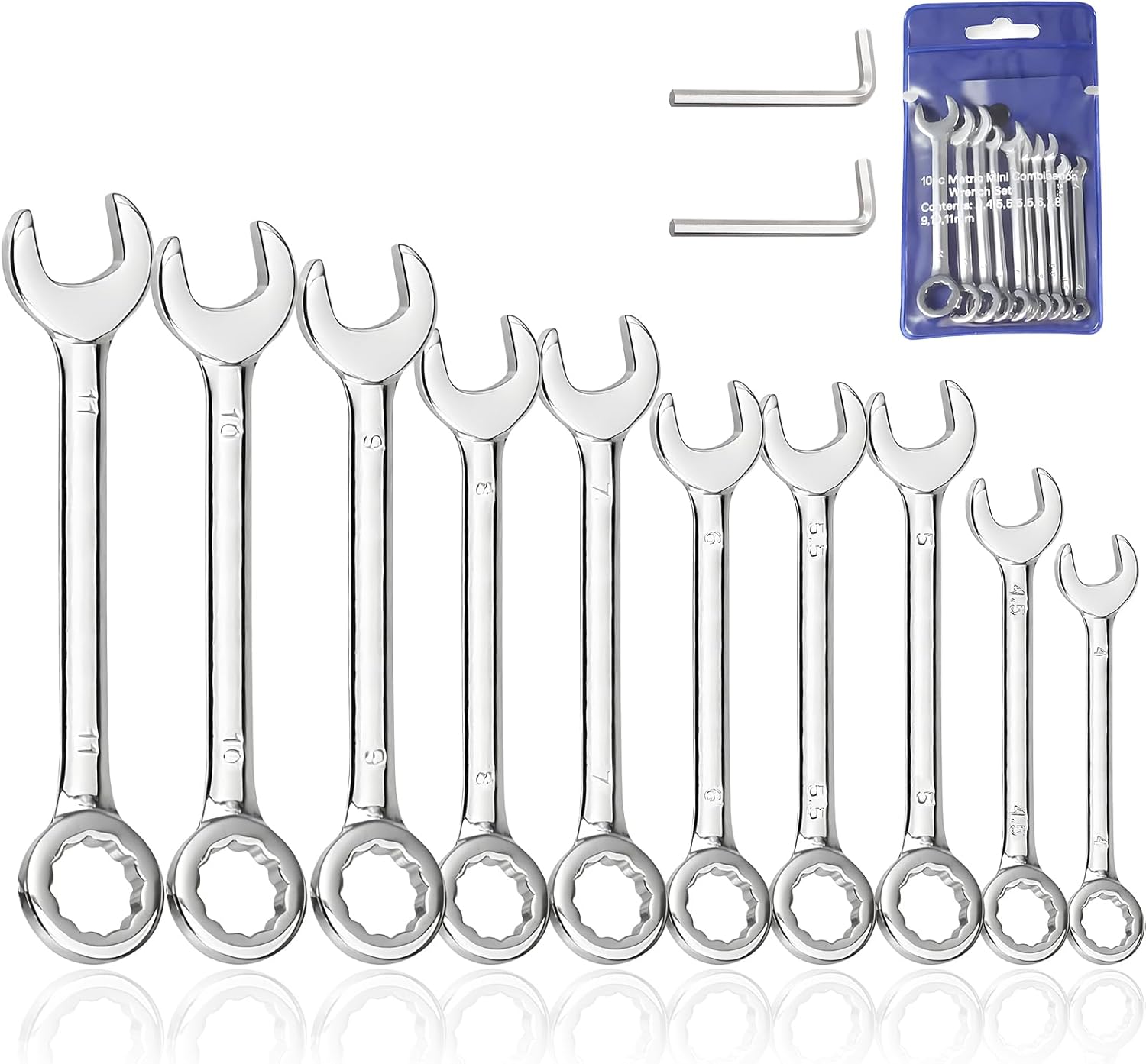 Small Spanner Set, Metric Wrench Set, 10 Pcs 4-11mm Mini Combination ...
