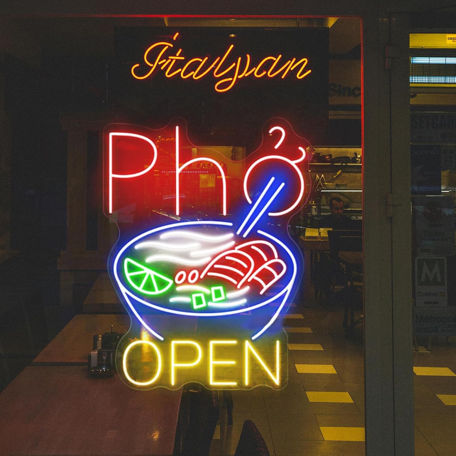 Pho Open Neon Sign LED Vietnamese Pho Noodle Food Neon Lights Signs ...