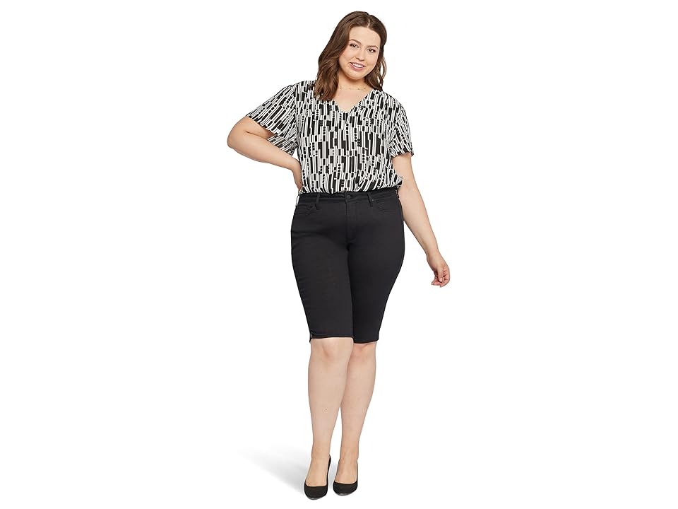 Nydj Plus Size Bike Capris Riveted Sideseam Slits In Black (Black ...
