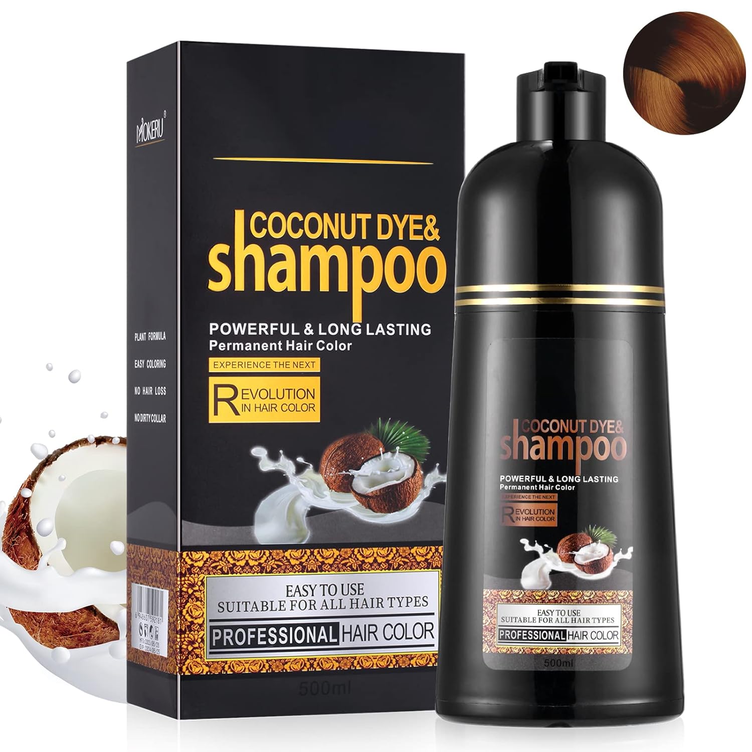 Amazon.com : Fedulili Dark Brown Hair Dye Shampoo 3 in 1 Coconut Hair ...