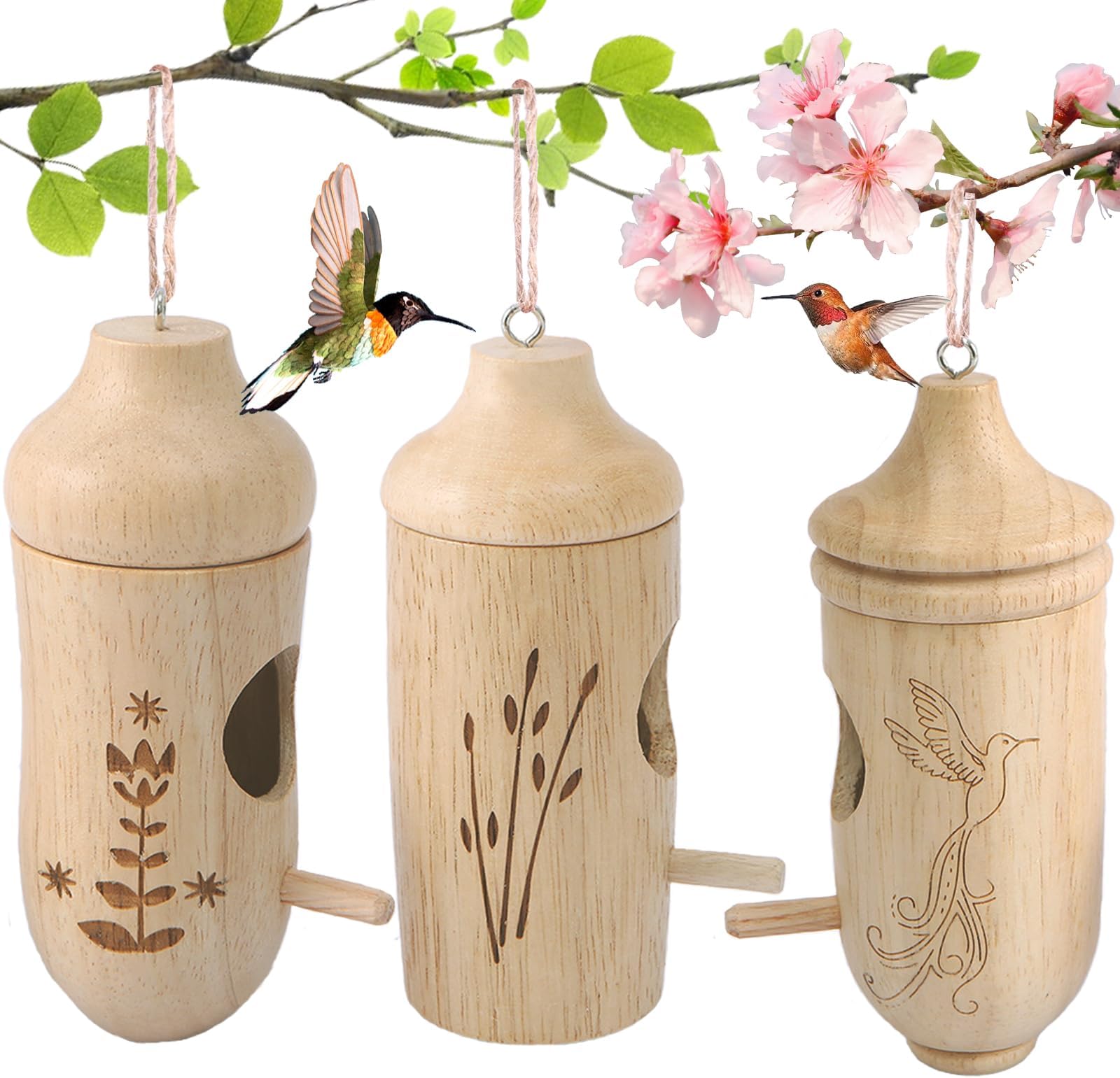 Amazon.com: Hummingbird House,2023 New Mushroom Wooden Hummingbird ...