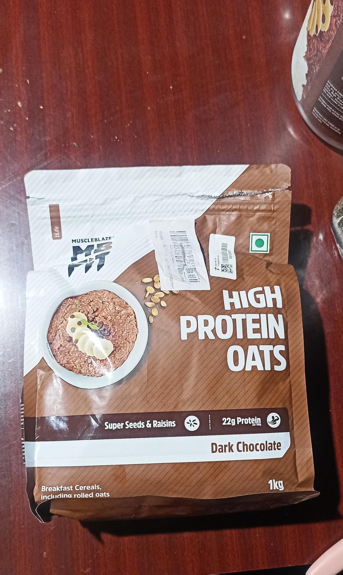 MuscleBlaze Fit High Protein Oats 2 kg, Dark Chocolate | 22 g Protein ...