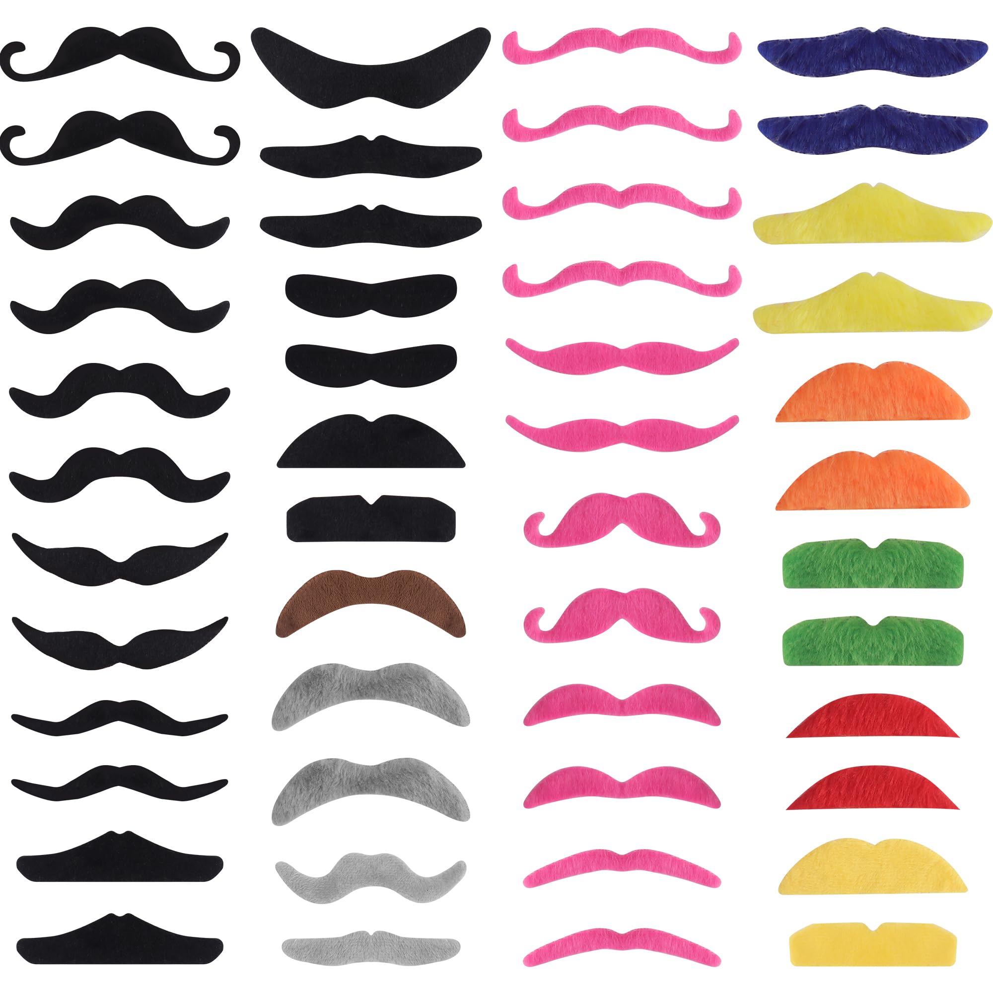 Amazon.com: 48 PCS Fake Mustache CUBACO Handlebar Fake Beard with Black ...