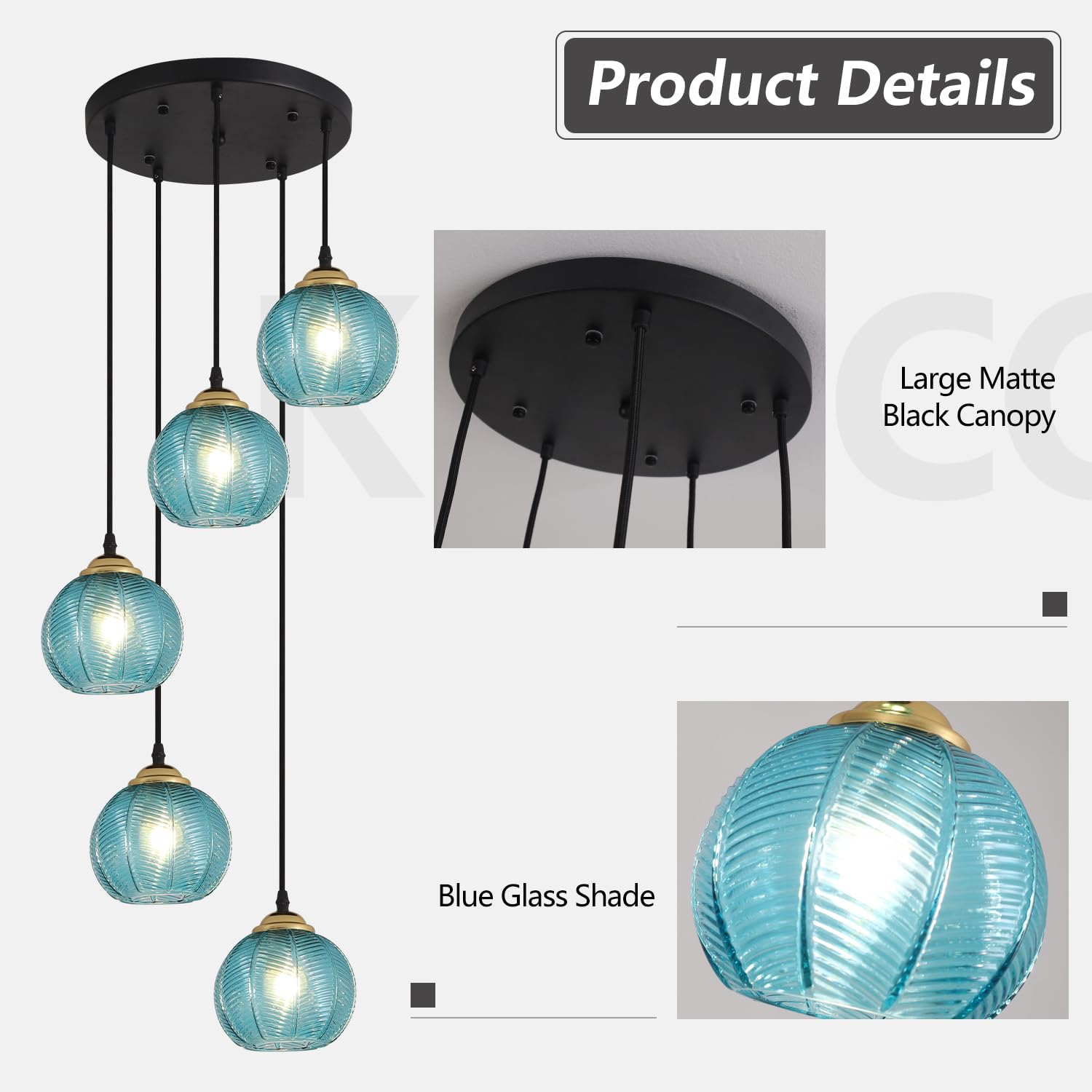 Snapklik.com : Lighting Modern Blue Glass Chandelier Globe Cluster ...