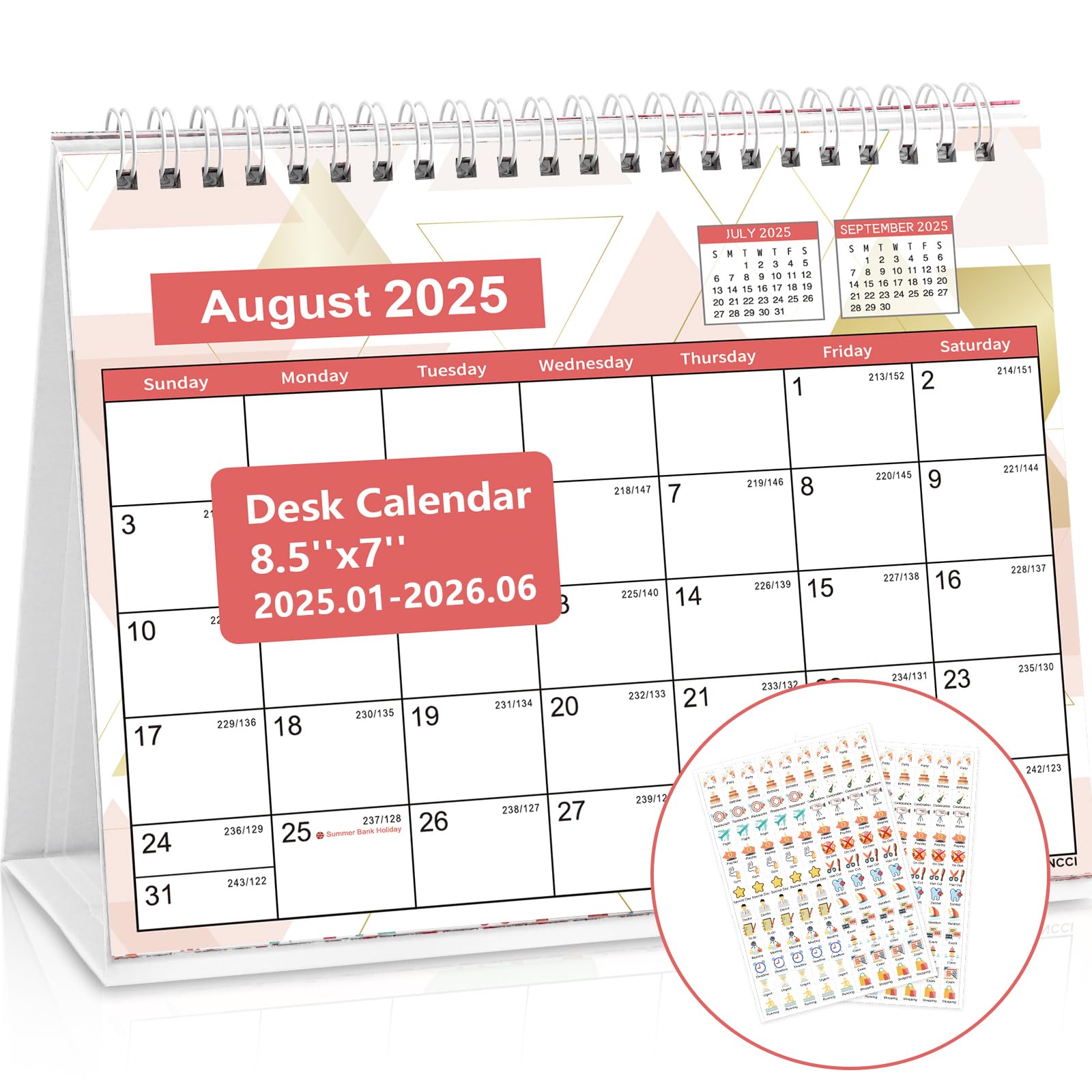 Koncci Desk Calendar 2025-2026, 18 Months from Jan. 2025 to Jun. 2026(7 ...